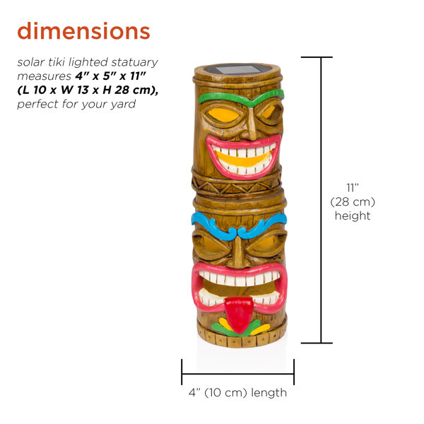 Alpine 11"H Solar-Powered Tiki Statue with LED Lights & Reviews | Wayfair