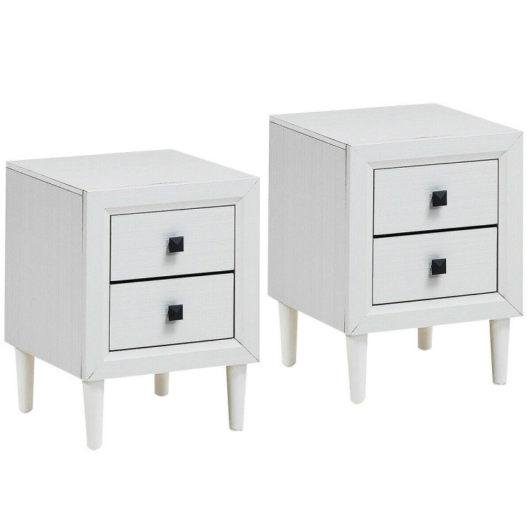 Hokku Designs 2 Pieces Multipurpose Retro Nightstand Set with 2 Drawers ...