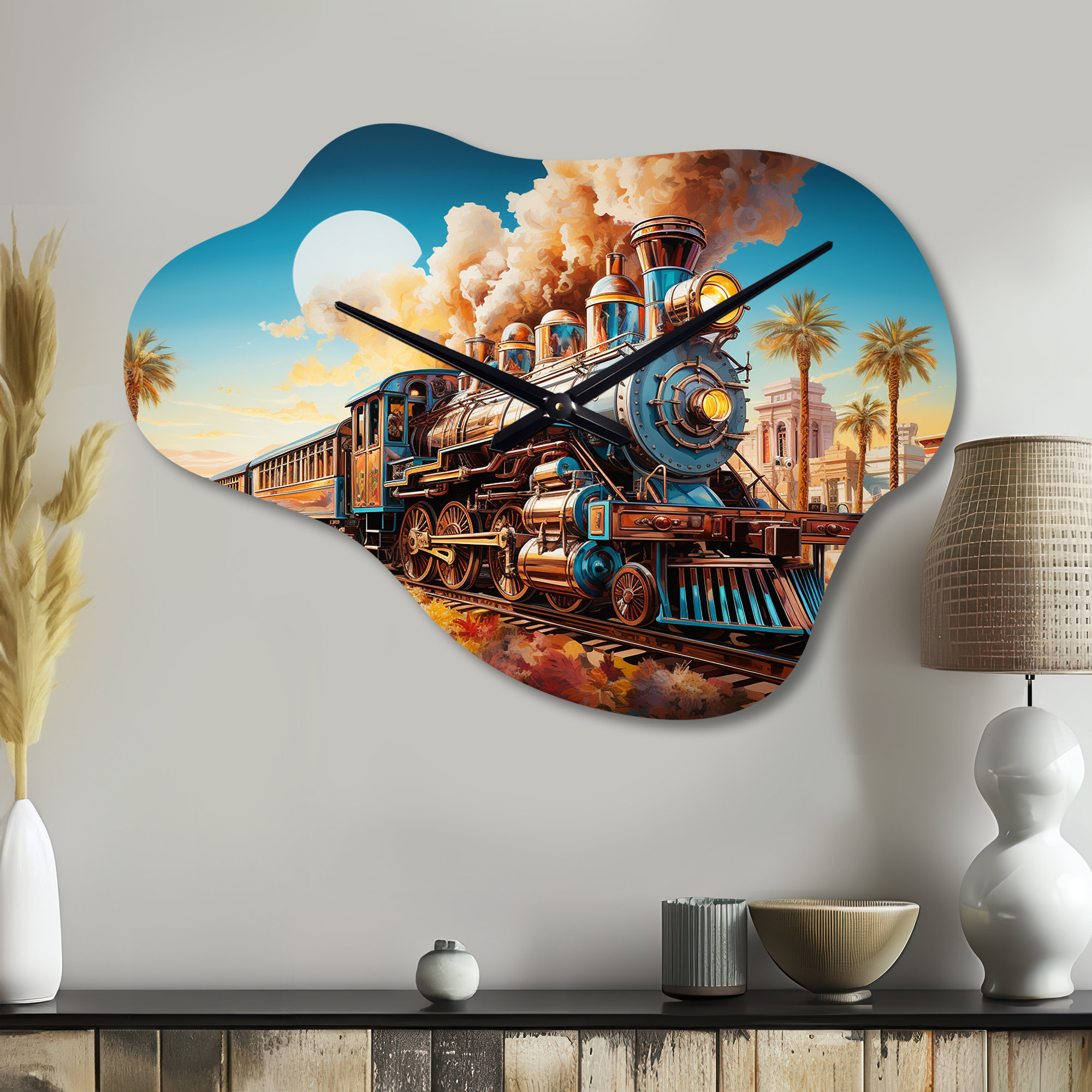 Design Art Abstract Colorful Train 1950S I - Train Asymmetrical Metal ...