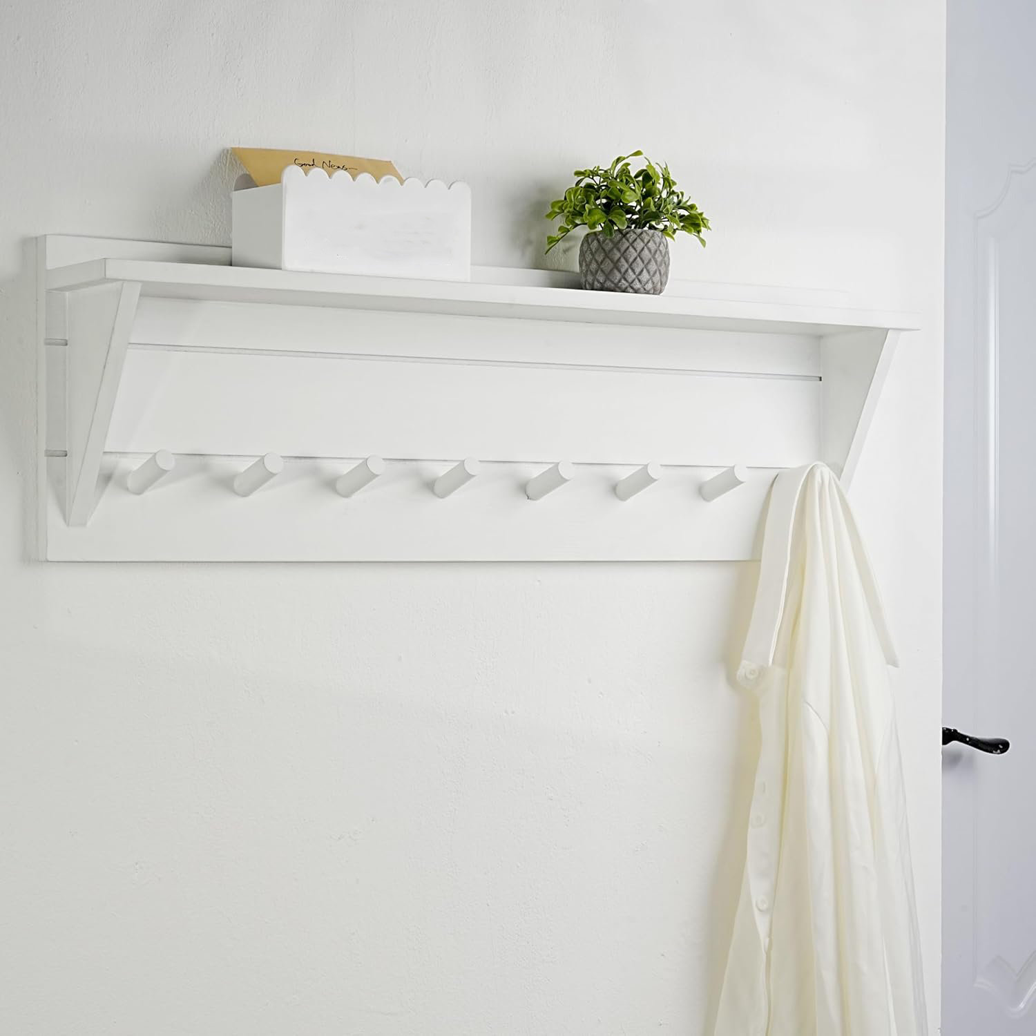 One Allium Way® 34" Long Entryway Wall Shelf With Hooks Underneath ...