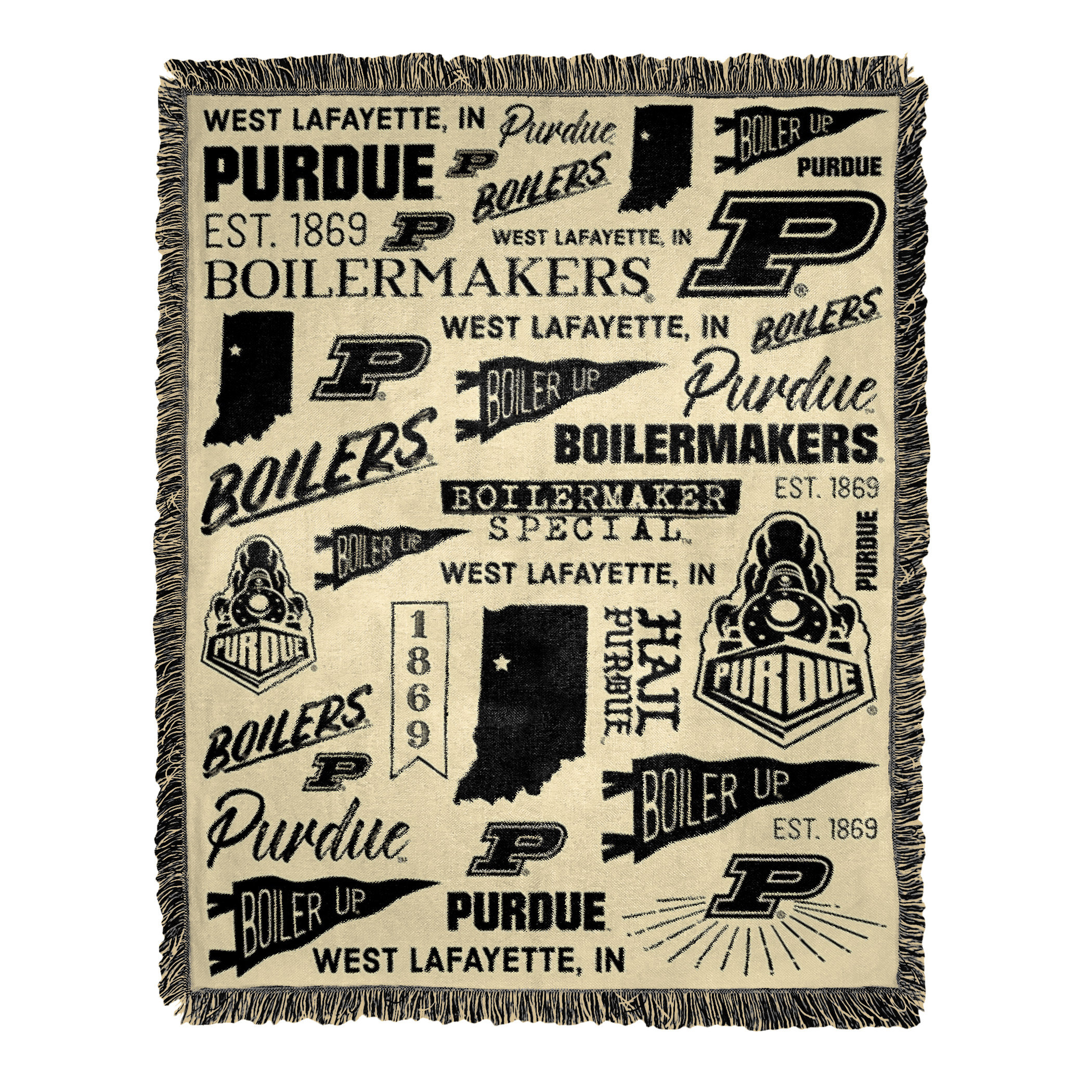 Northwest NCAA Mapping Purdue Jacquard Throw Blanket, College Sports ...