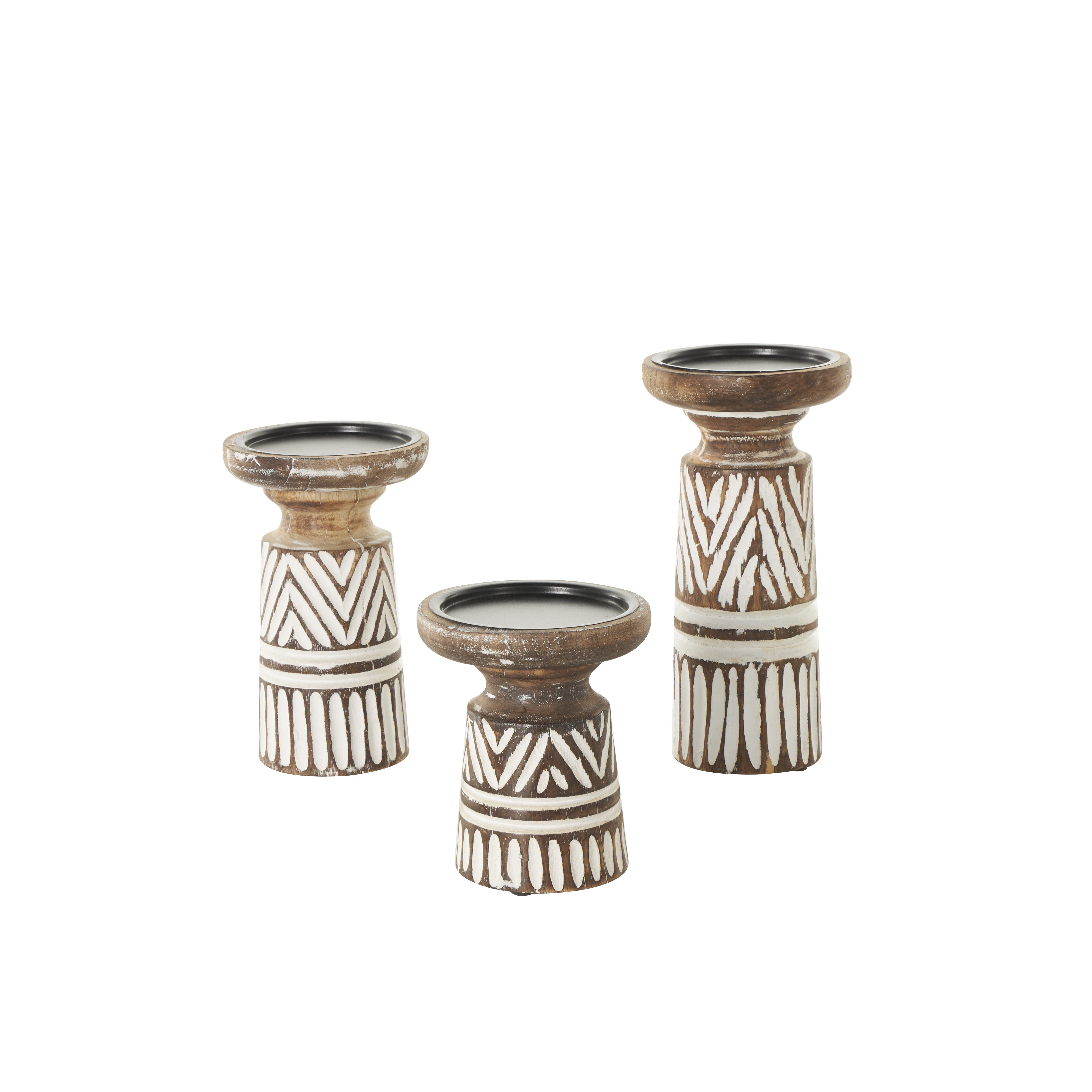 Foundry Select Traditional Wood Tribal Pillar Candle Holder - Wayfair ...