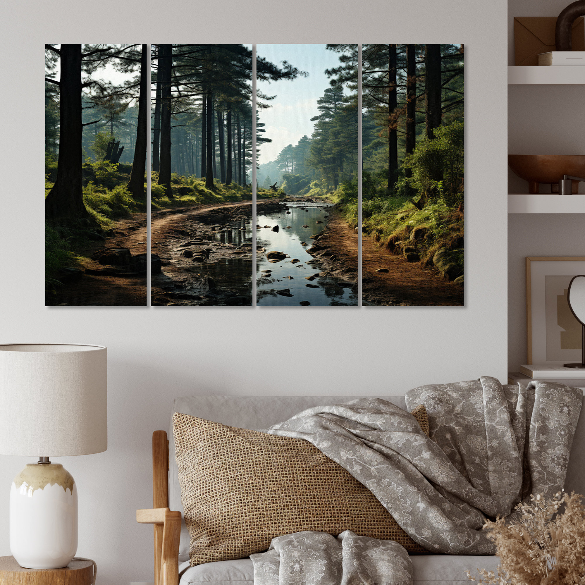 Millwood Pines Enchanted Pine Tree Forest On Canvas 4 Pieces Print ...