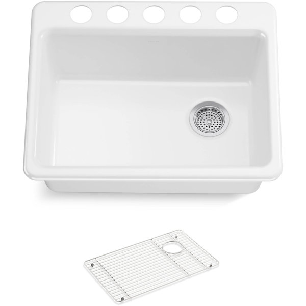 Kohler Riverby 27" Undermount Single-Bowl Workstation Kitchen Sink ...