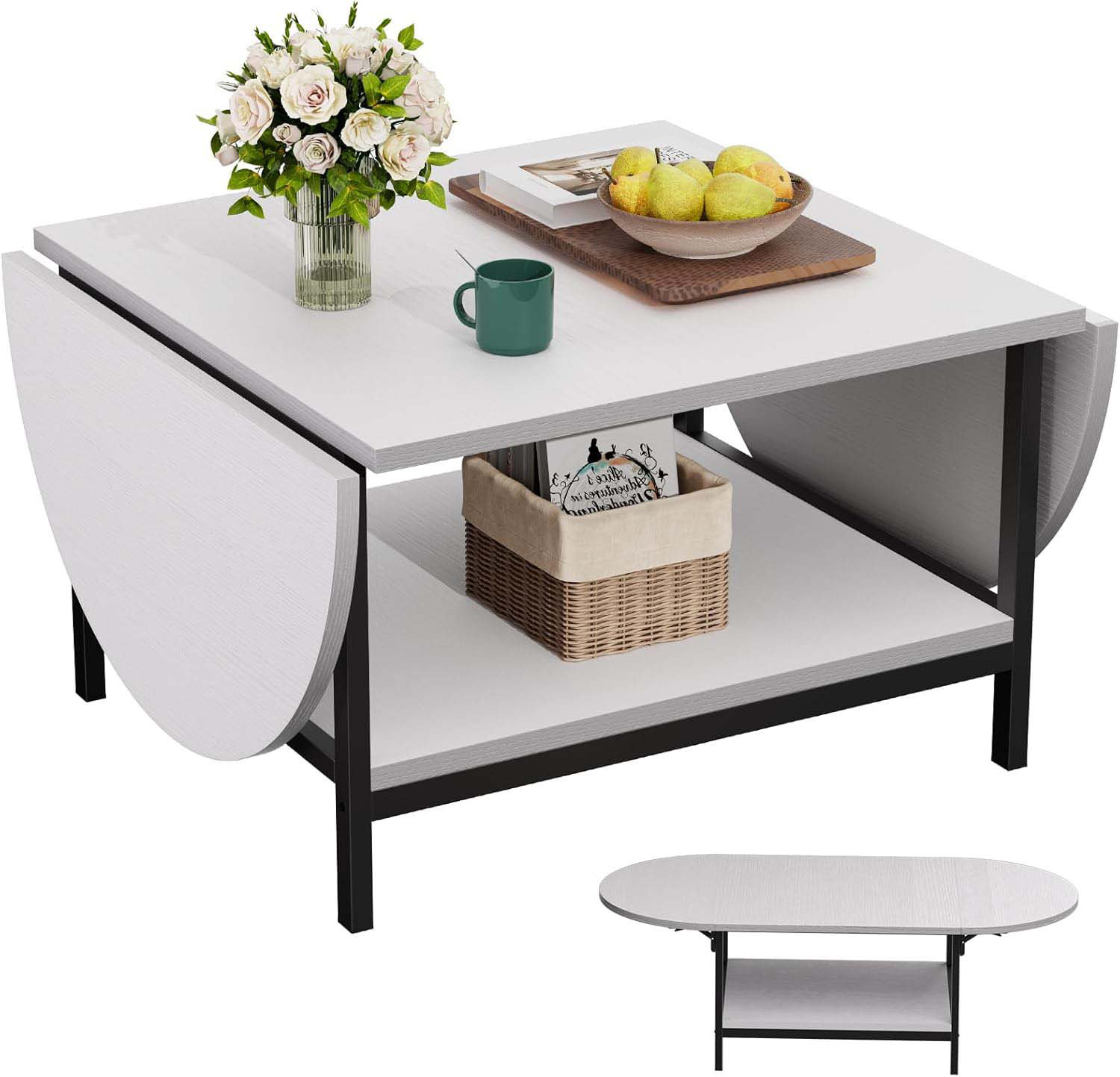 Latitude Run® Modern Coffee Table Extended Coffee Tables With Storage ...