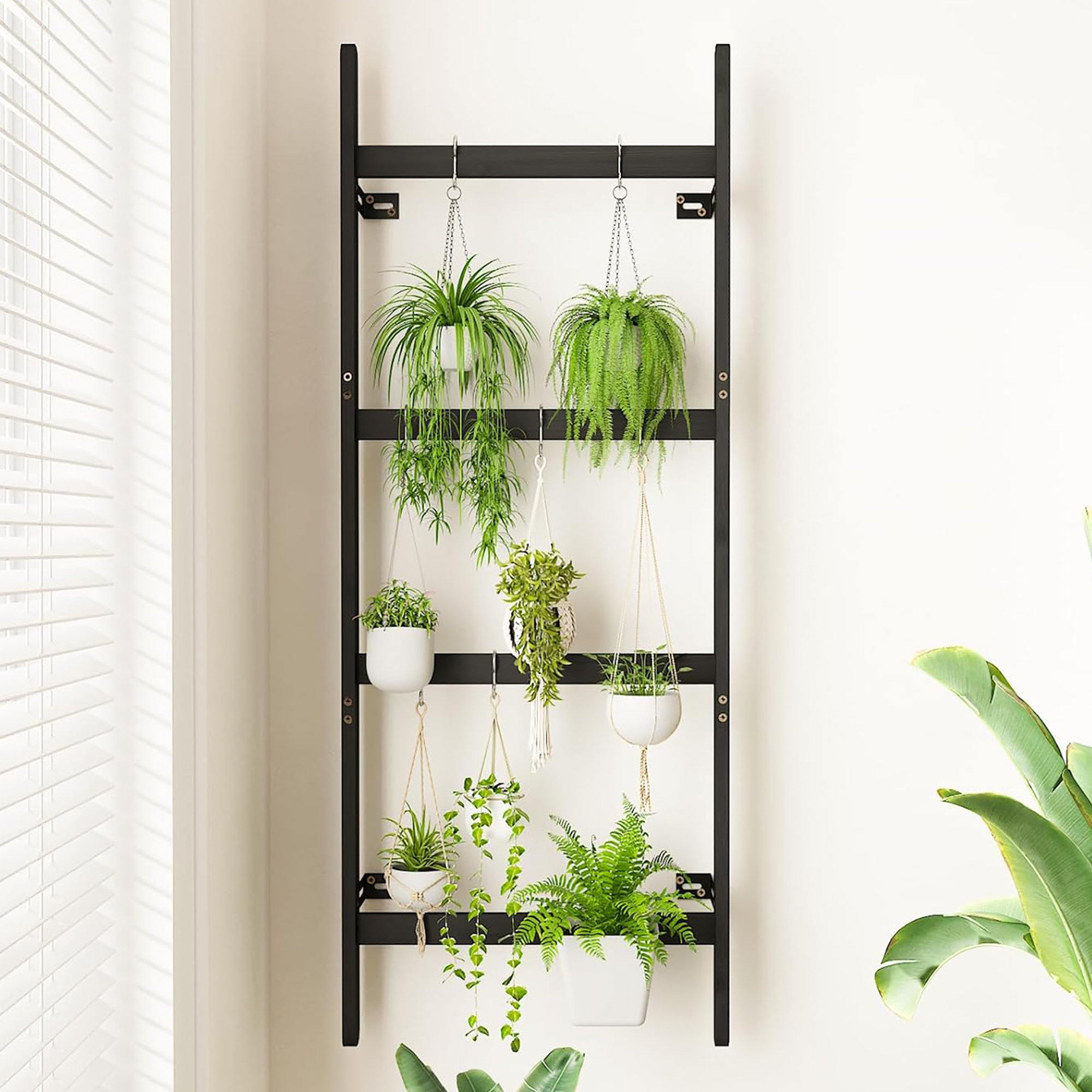 Arlmont & Co. Tablette suspendue pour 4 plantes en bambou, idéale pour ...