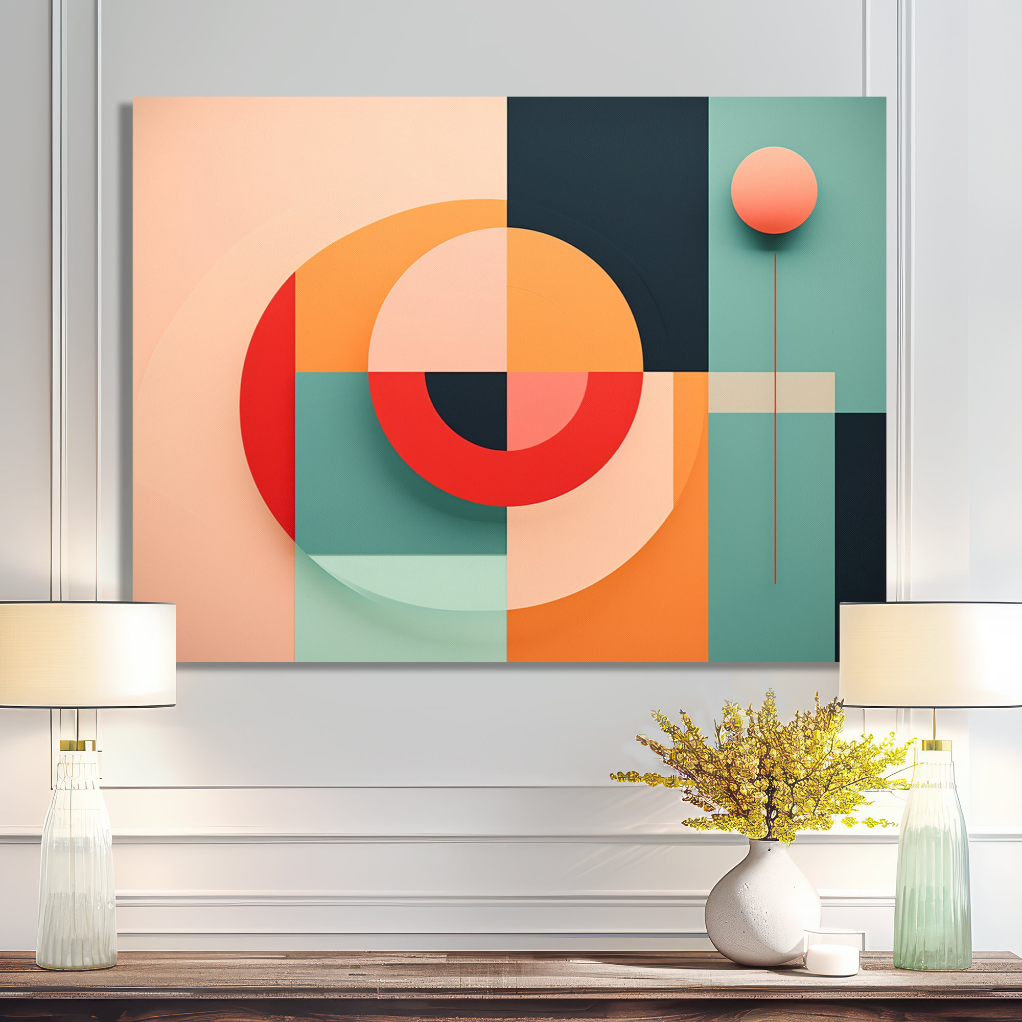 George Oliver Geometric Circular Balance Pastel Pink Blue - Midcentury ...