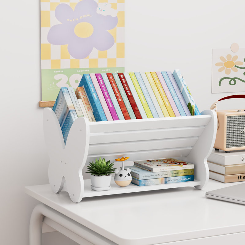 August Grove® White Butterfly Book Caddy V-type Desktop Storage ...