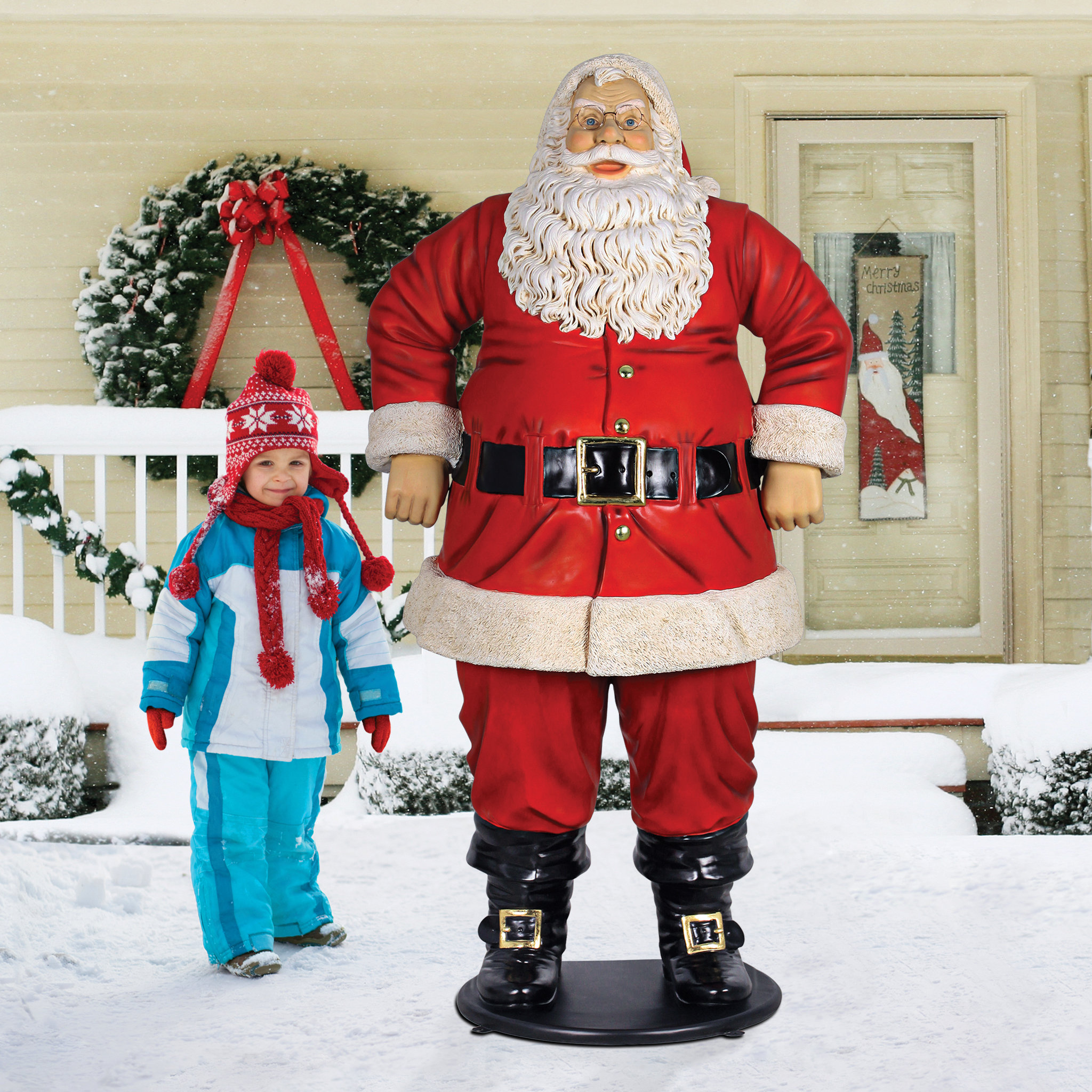 The Holiday Aisle® Jolly Santa Claus Life-Size Statue | Wayfair