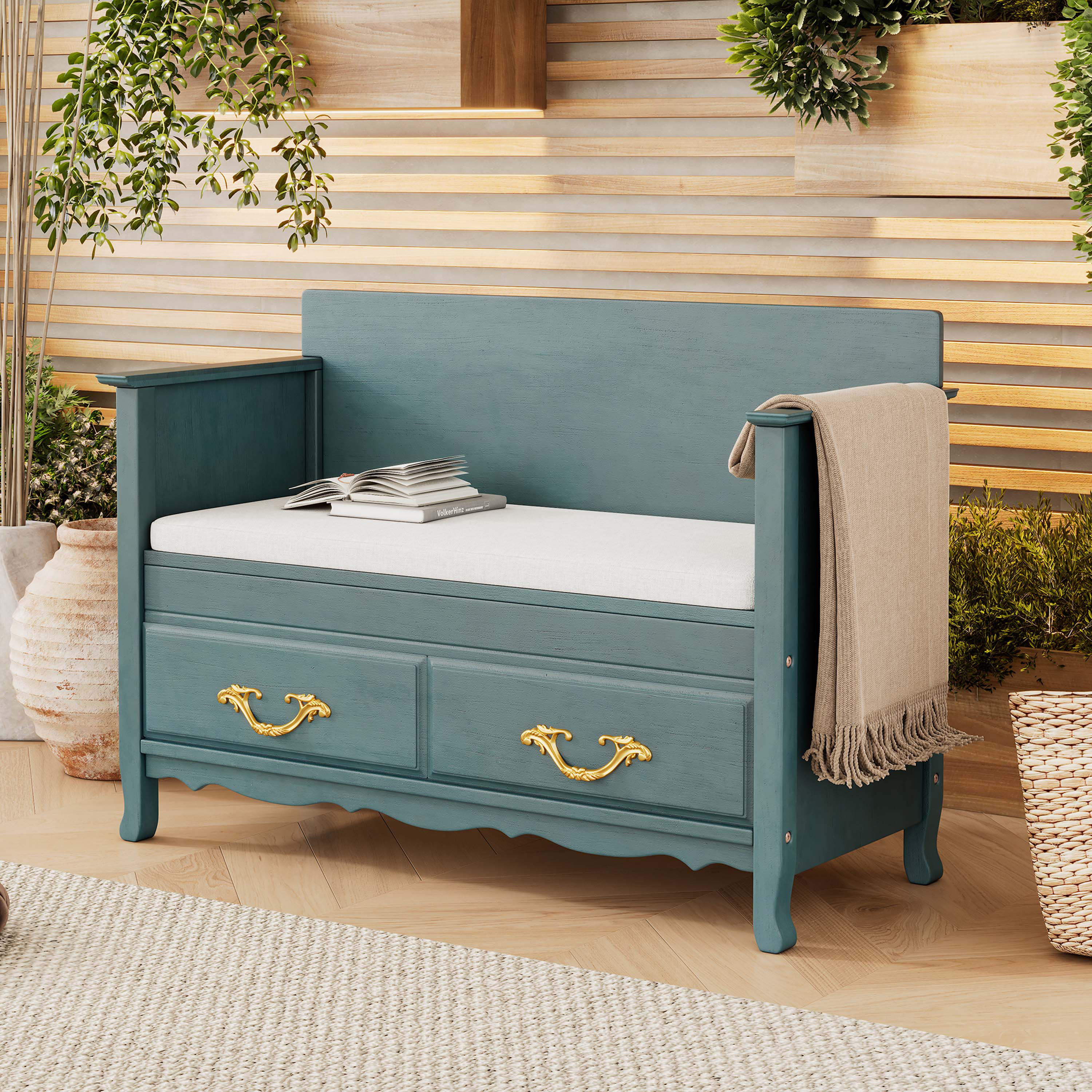 Lark Manor™ Retro Storage Bench/Entryway Bench with Removable Cushion ...