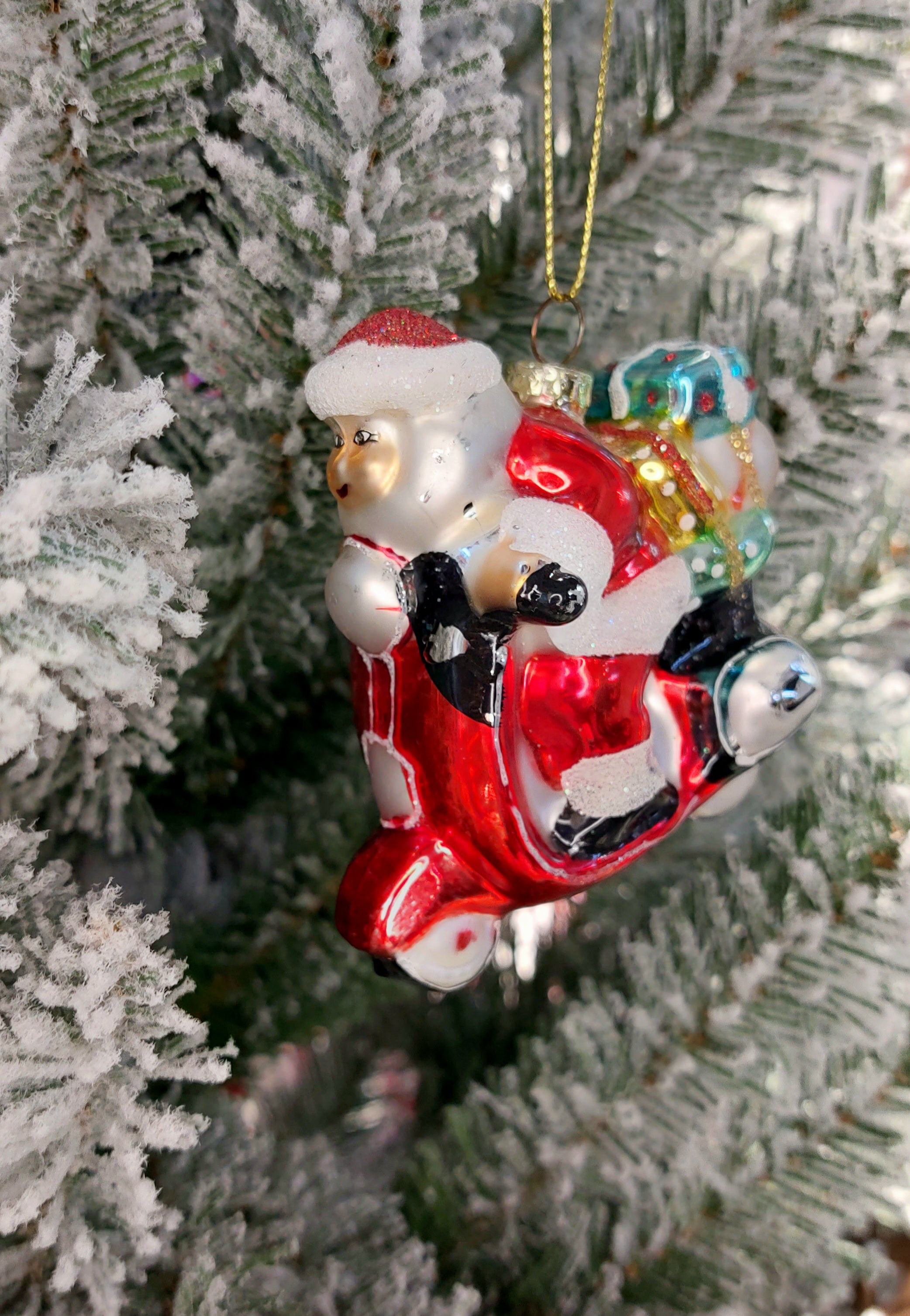 Alcott Hill® Christmas Glass Ornament - Santa Riding Motorcycle by ...