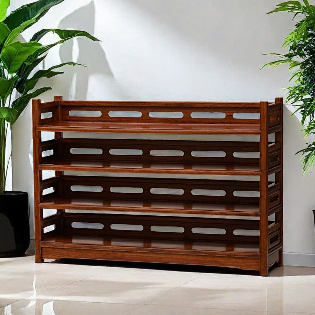 DICIXA New Chinese Style Rosewood Shoe Rack For Home 24 Pair Solid Wood ...