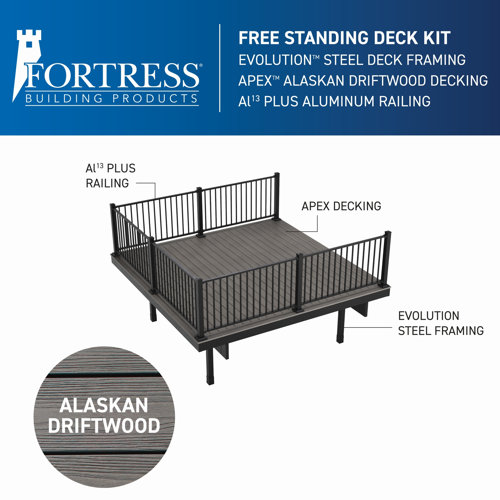 Fortress Building Products Apex 12' x 12' Freestanding PVC Deck Kit ...