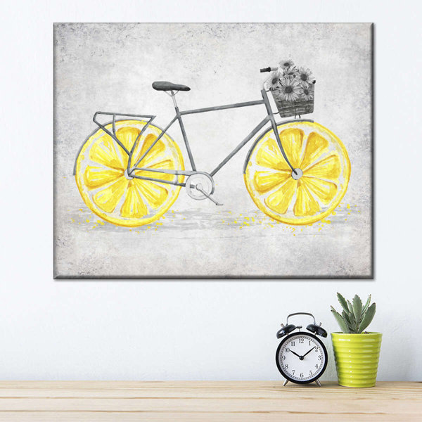 17 Stories " Lemon Bicycle Canvas Print " by Julie P - Wayfair Canada