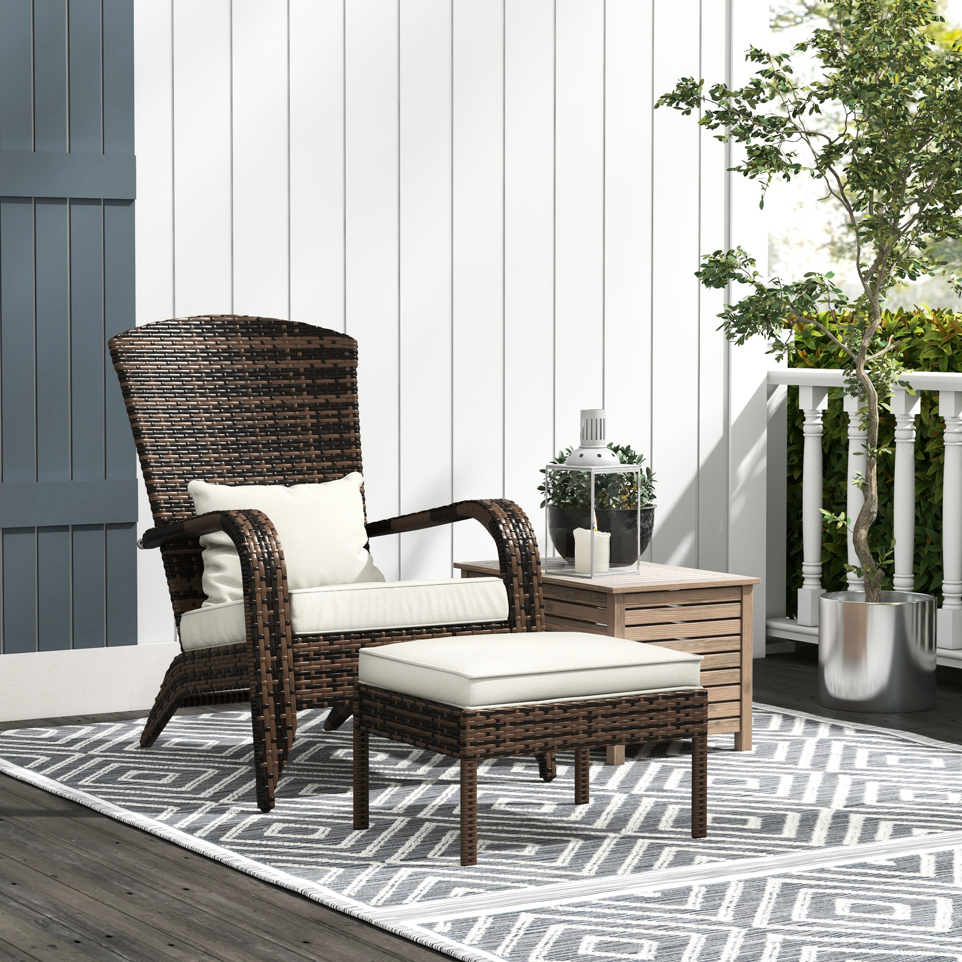 Dakota Fields Cream White Chair With . Comfortable Outdoor For Deck ...