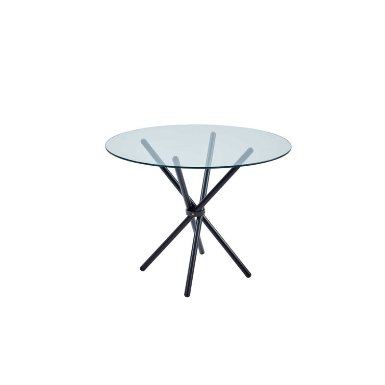 Latitude Run® Round Glass Top Metal Base Dining Table | Wayfair