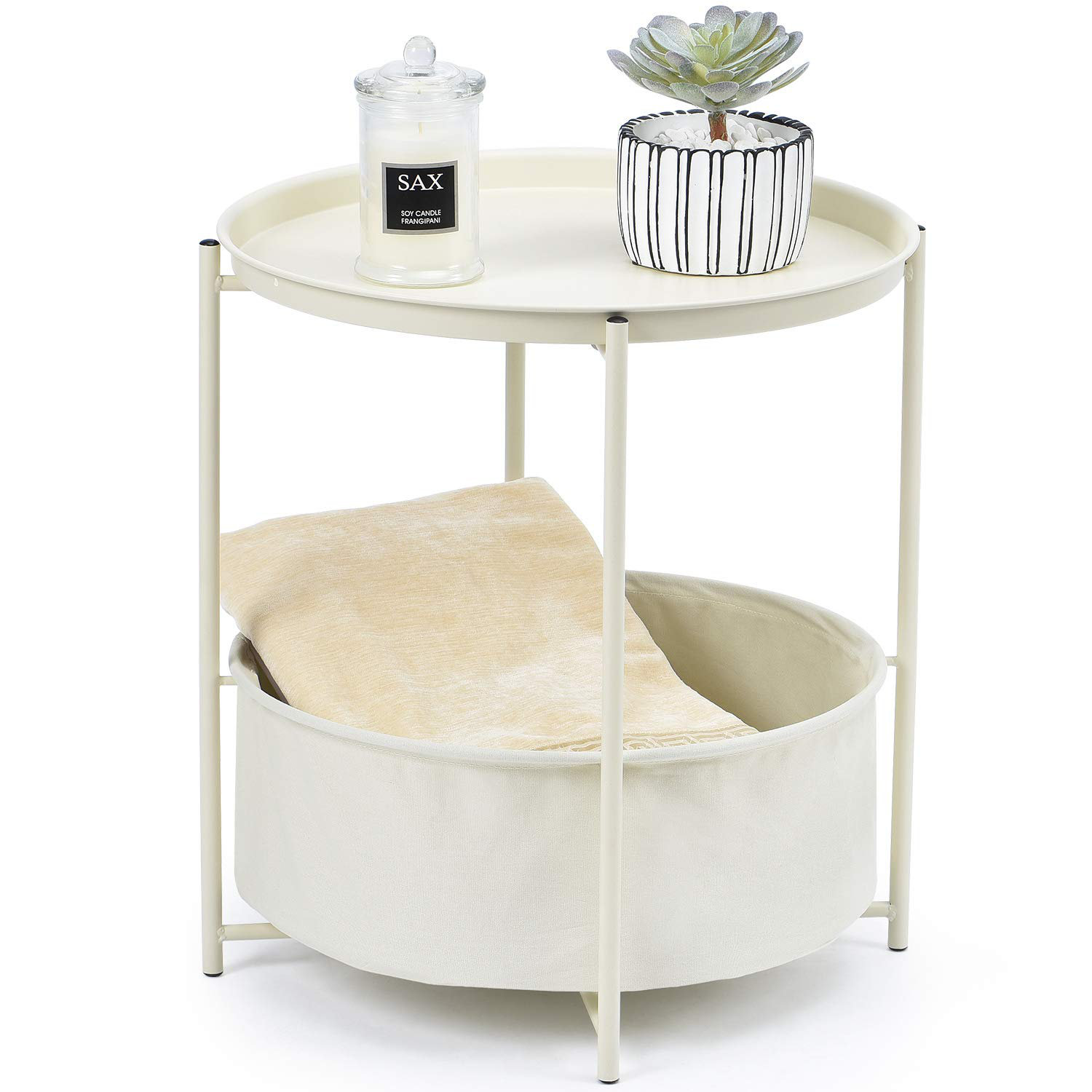 George Oliver Cream Scandinavian Round End Table - Versatile Coffee ...