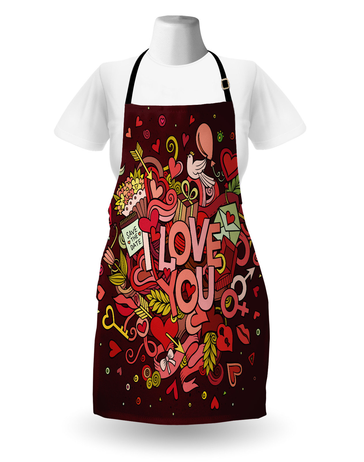 East Urban Home Valentine Apron Unisex, Funky Hearts Arrows, Adult Size ...
