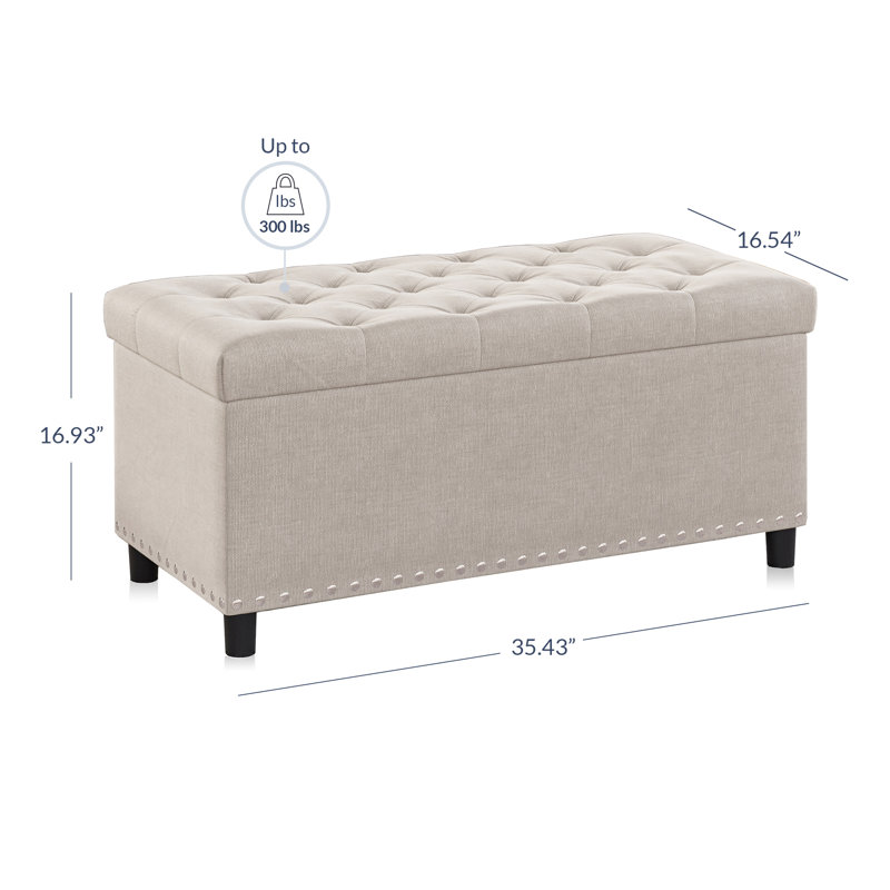 Lark Manor™ Almarin 35.43" Wide Tufted Rectangle Storage Ottoman ...