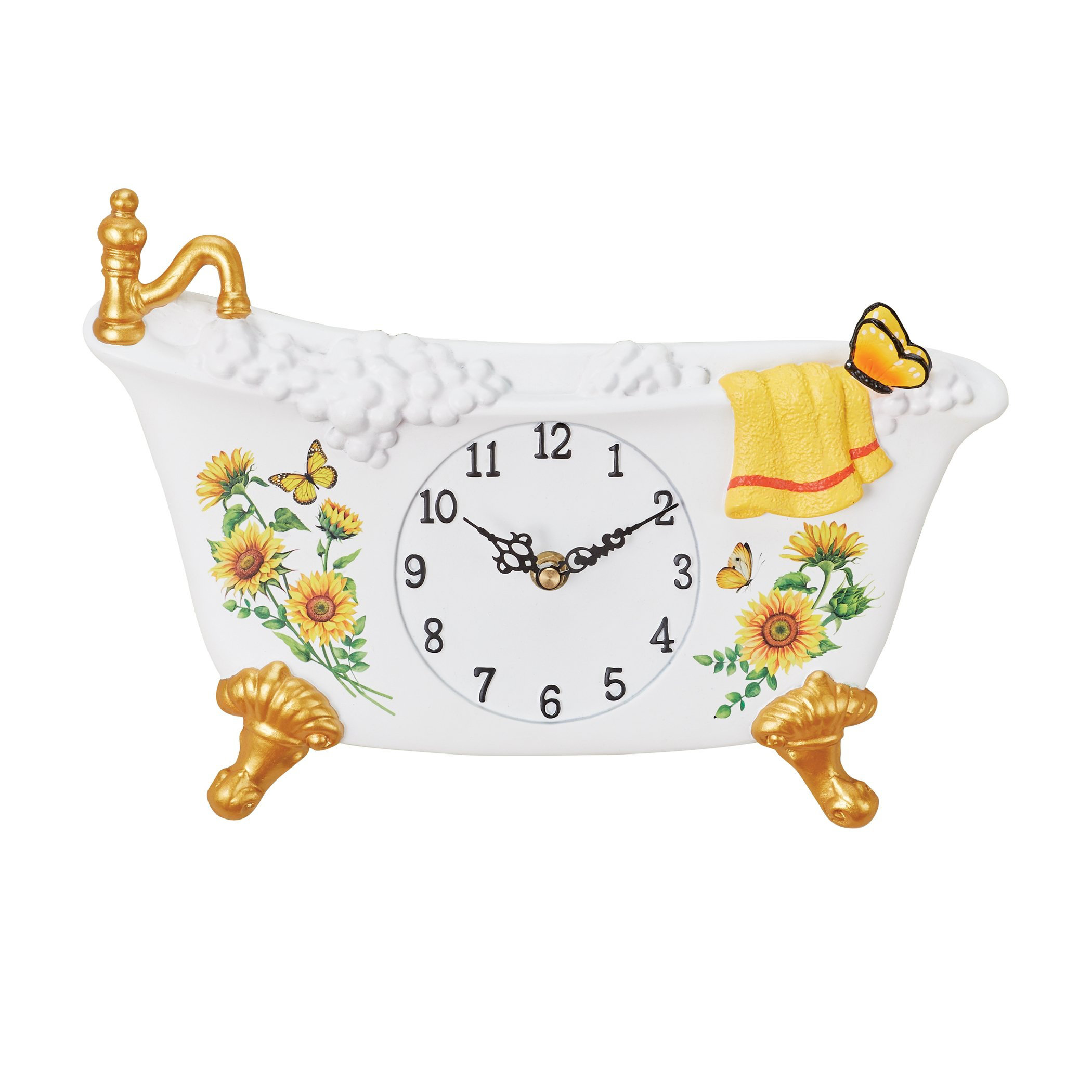House of Hampton® Charming Sunflower Clawfoot Bathtub Wall Clock | Wayfair