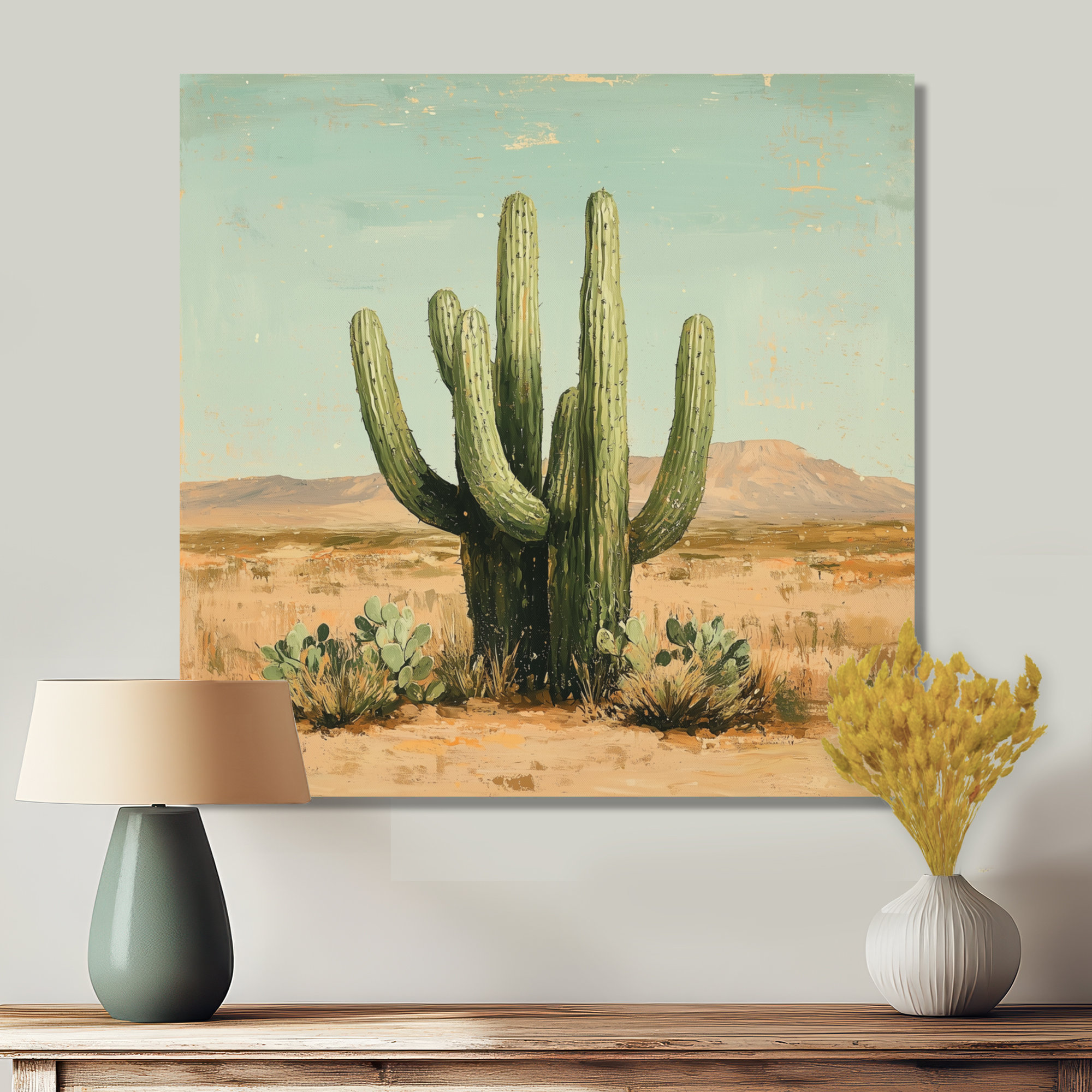Latitude Run® Cactus And The Desert Hills V - Traditional Metal Art ...