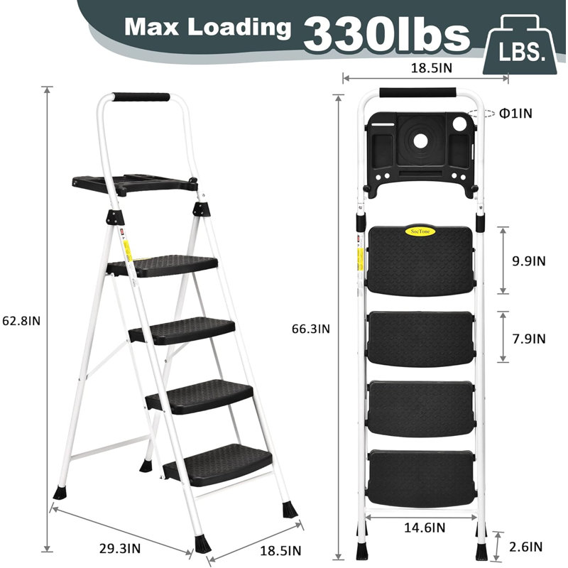 WFX Utility™ 4 Step Ladder Folding Step Stool with Tool Platform ...