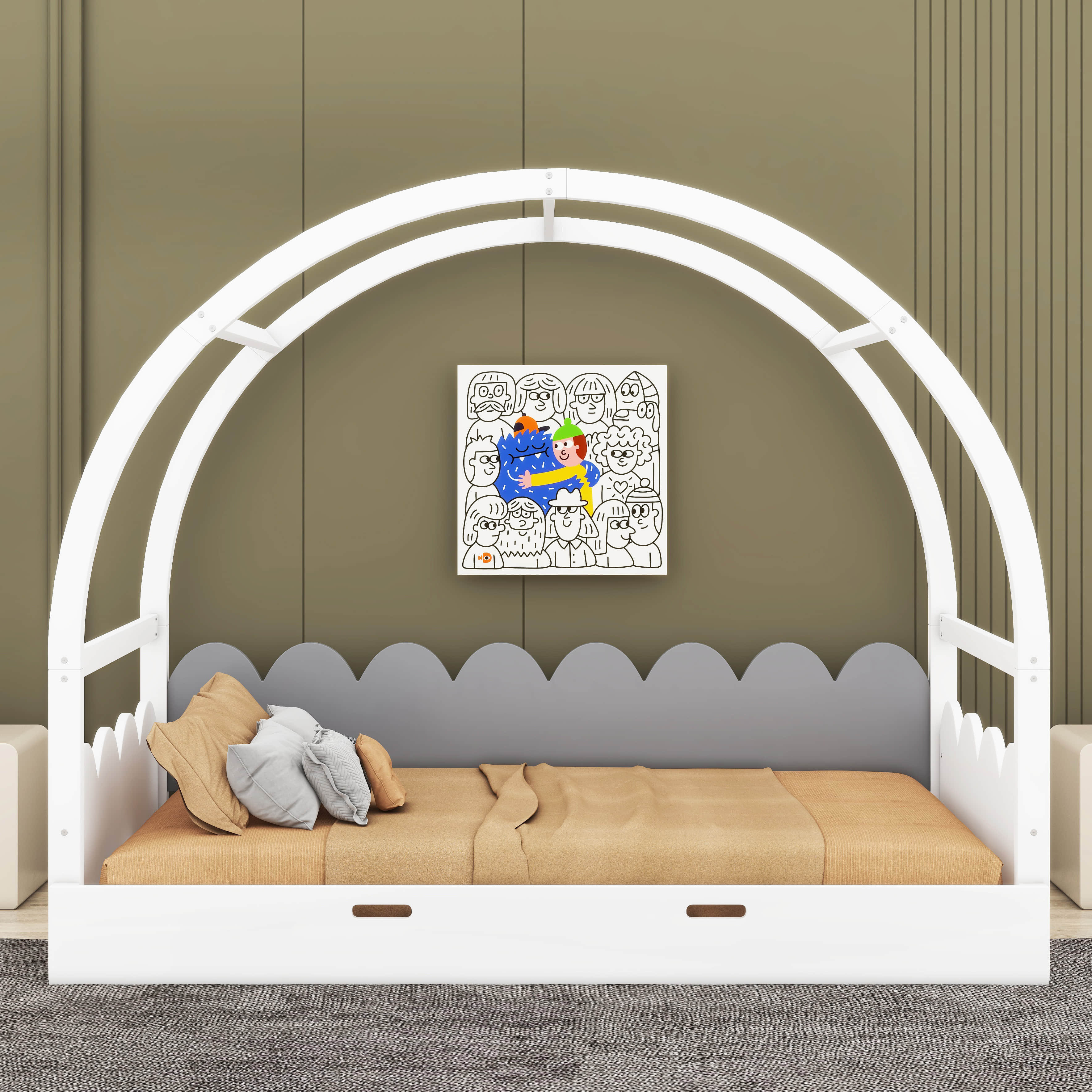 Ivy Bronx Lynleigh Twin Size Stretchable Vaulted Roof Bed, Children's ...
