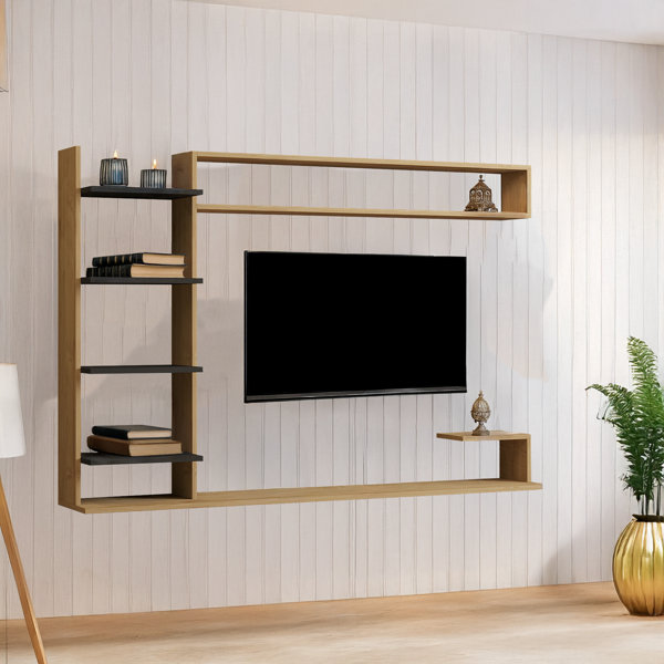 Hokku Designs Wall Mount Tv Stand For Tvs Up To 65'' With 8 Shelves ...