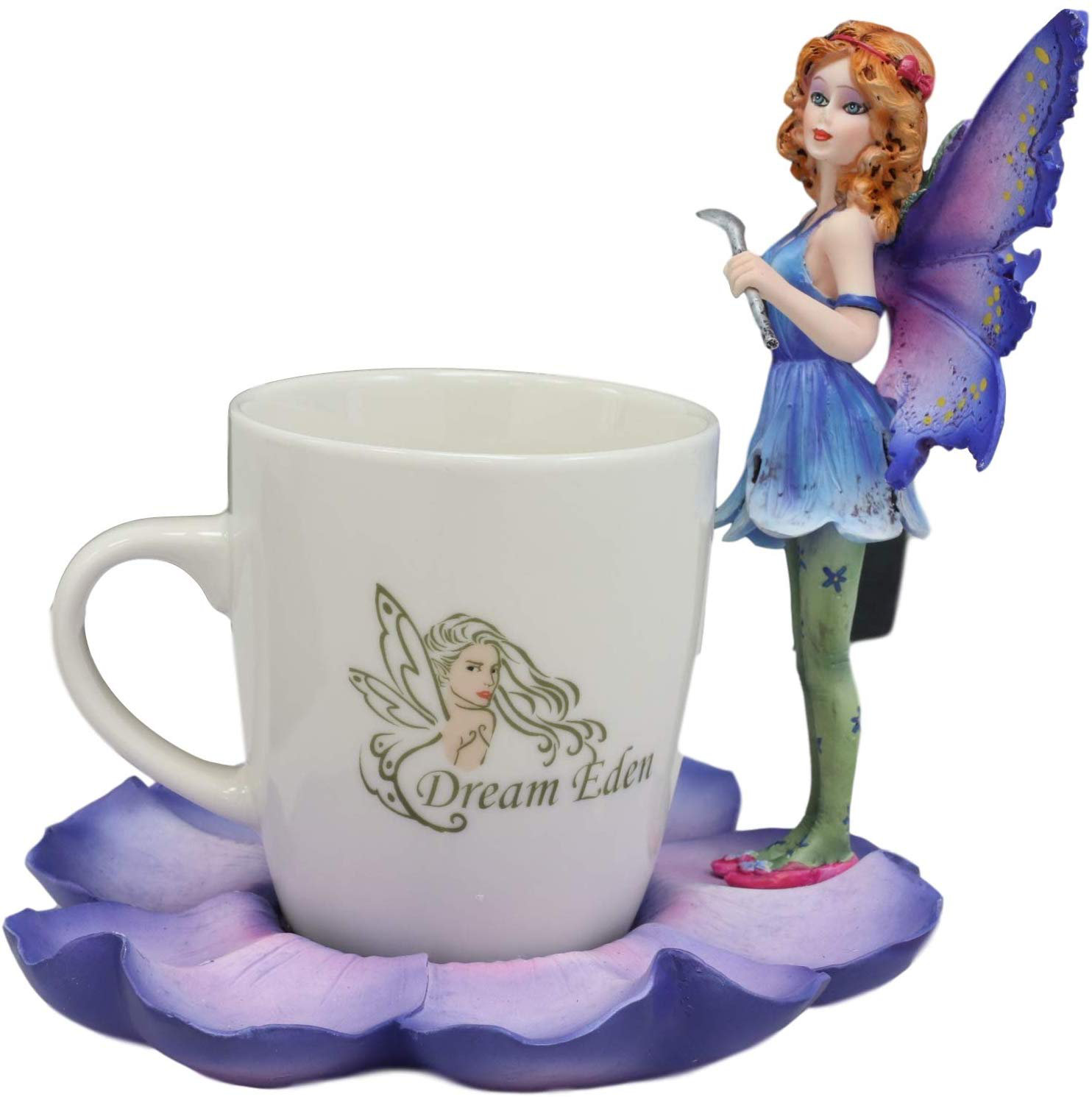 Trinx Juska Fantasy Pixie Beverage Teacup Fairy Standing On Leaf Petal Display Stand Holder ...
