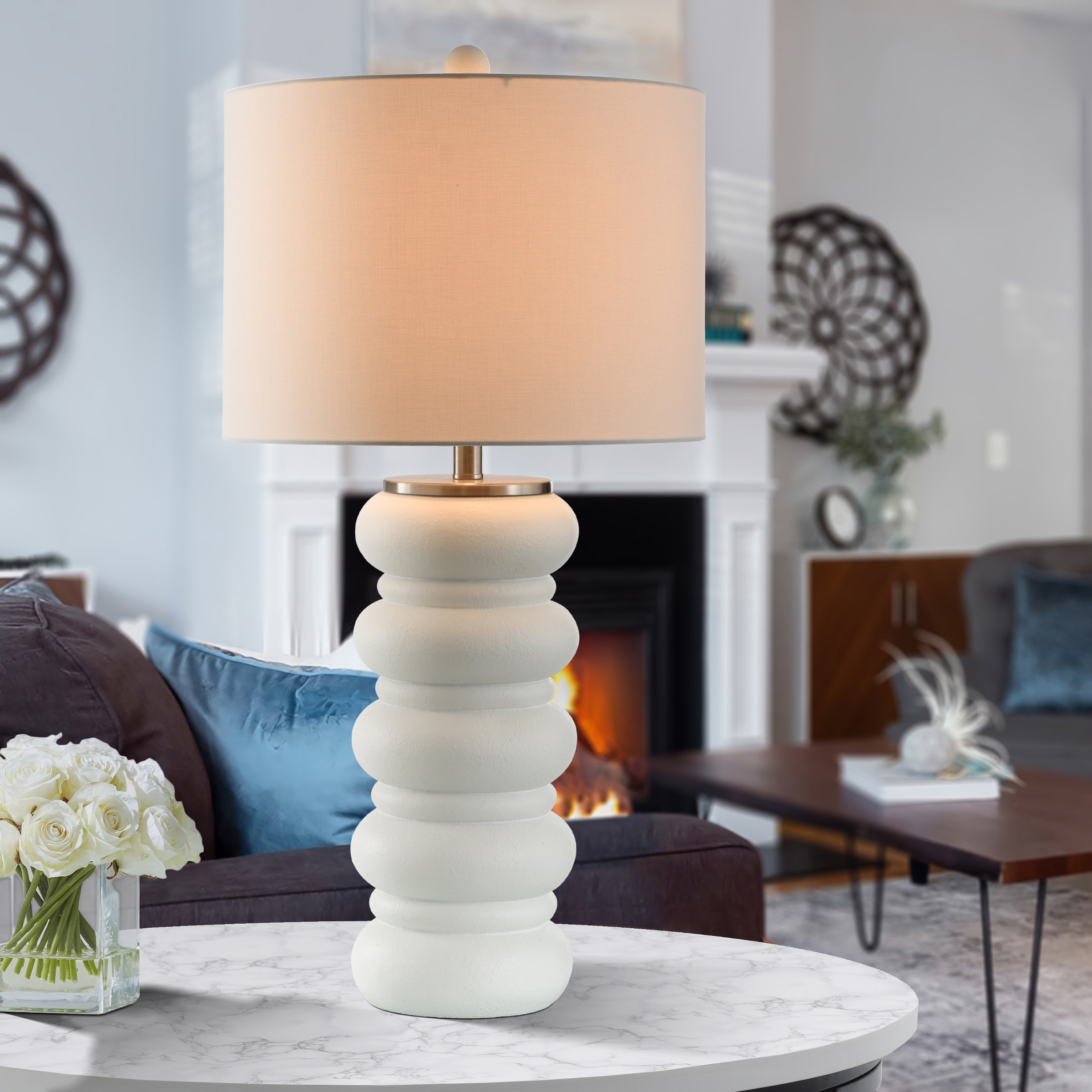 Latitude Run® Degges - Transitional Table Lamp - White Shade | Wayfair