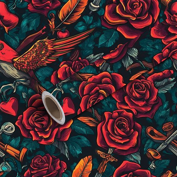 Latitude Run® Peel and Stick Wallpaper Contact Paper Vintage tattoos ...