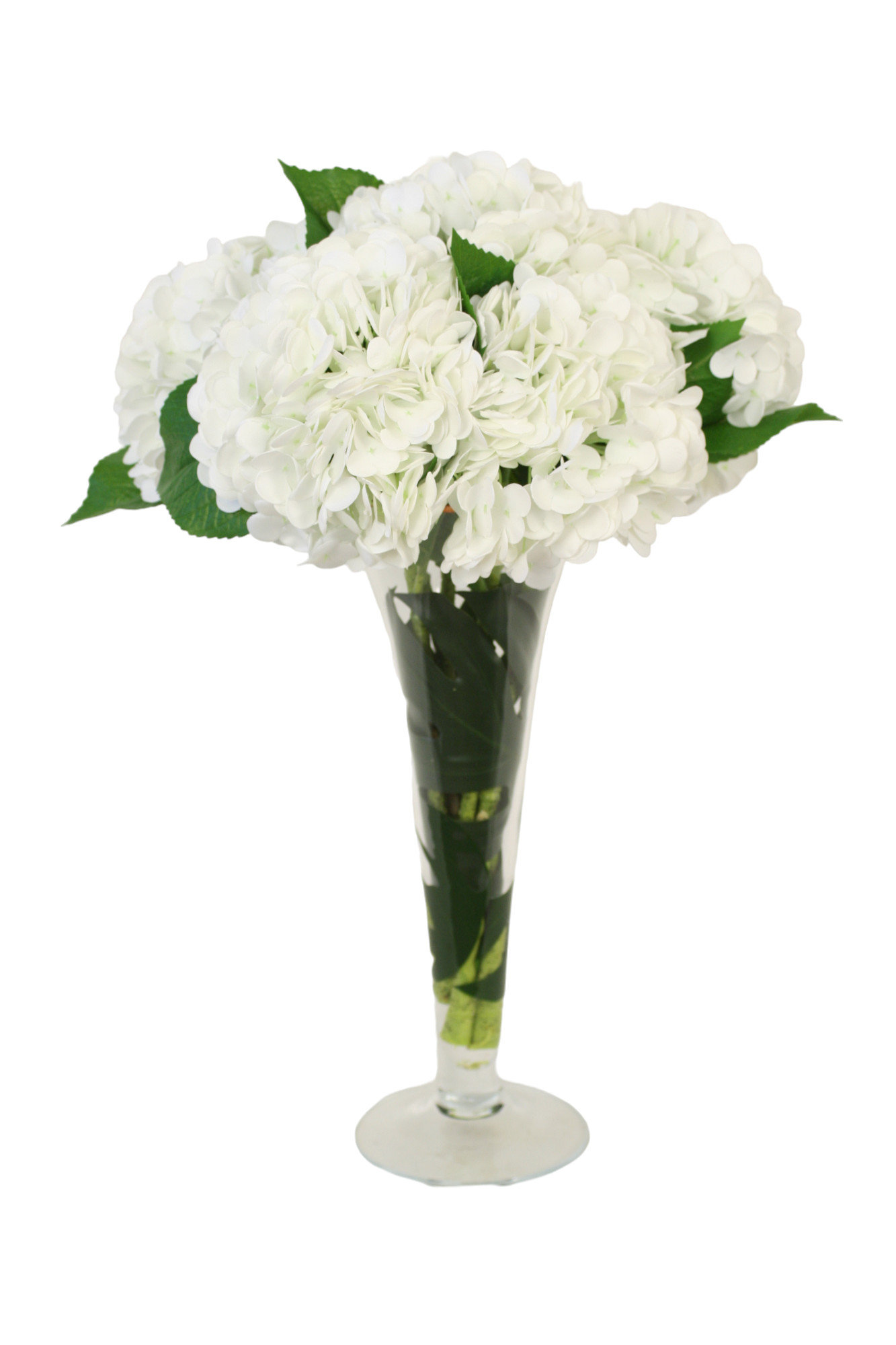 Distinctive Designs White Hydrangea in Trumpet Vase | Wayfair