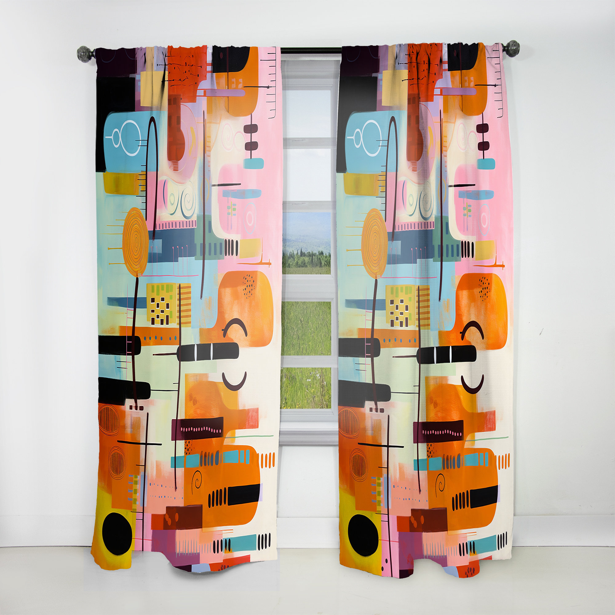 East Urban Home Ard - Abstract Geometric Room Darkening Curtain - 1 Panels | Wayfair