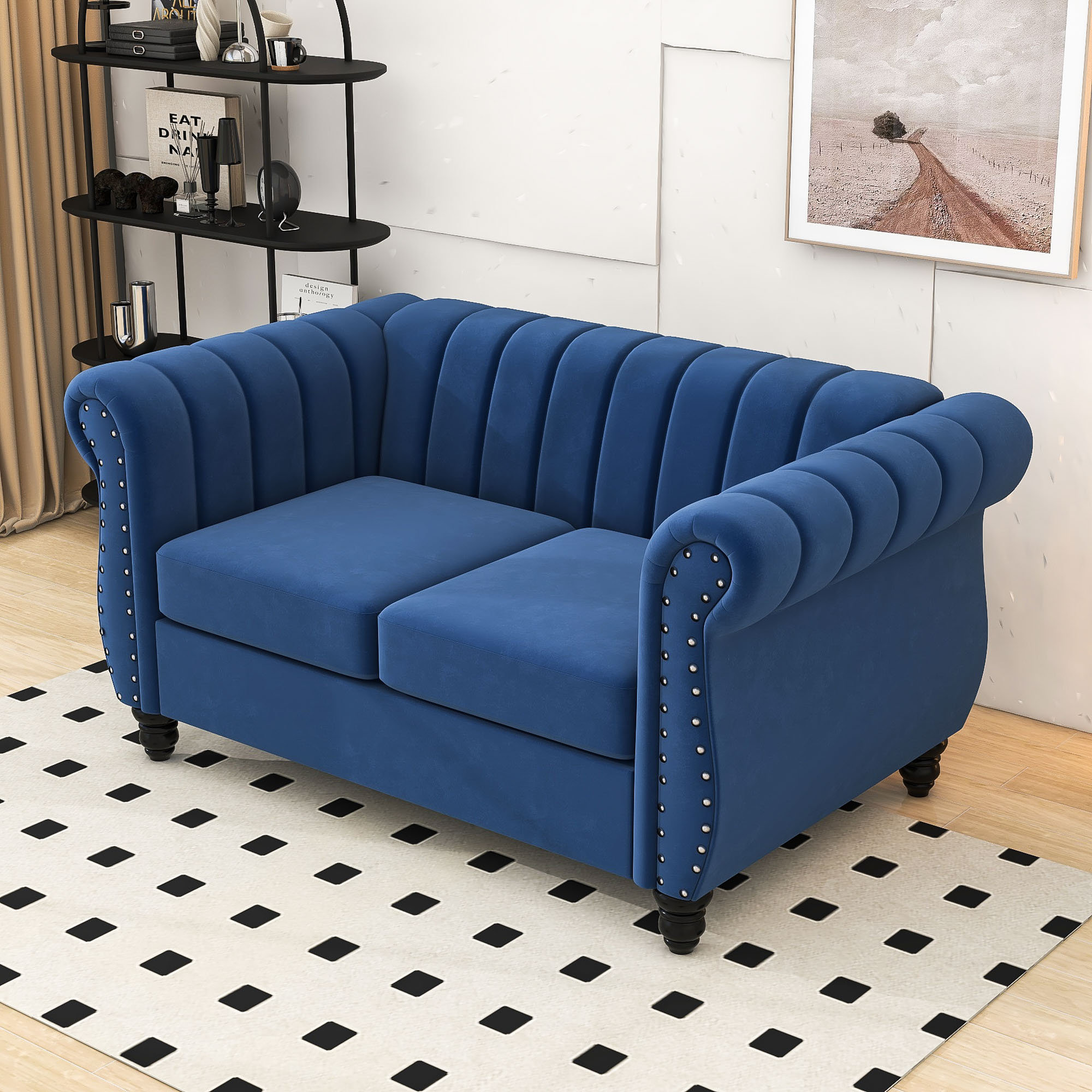 House of Hampton® Hanschen Modern Rolled Arm Loveseat, Sofa couch with ...