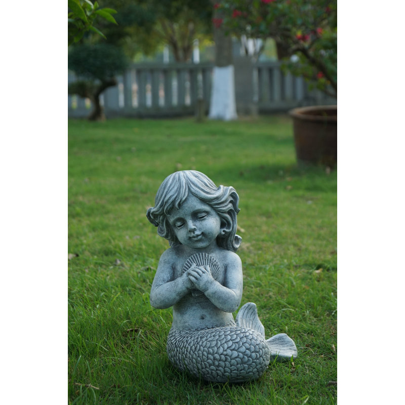 Hi-Line Gift Ltd. Mermaid Kneeling and Holding Shell Statue & Reviews ...