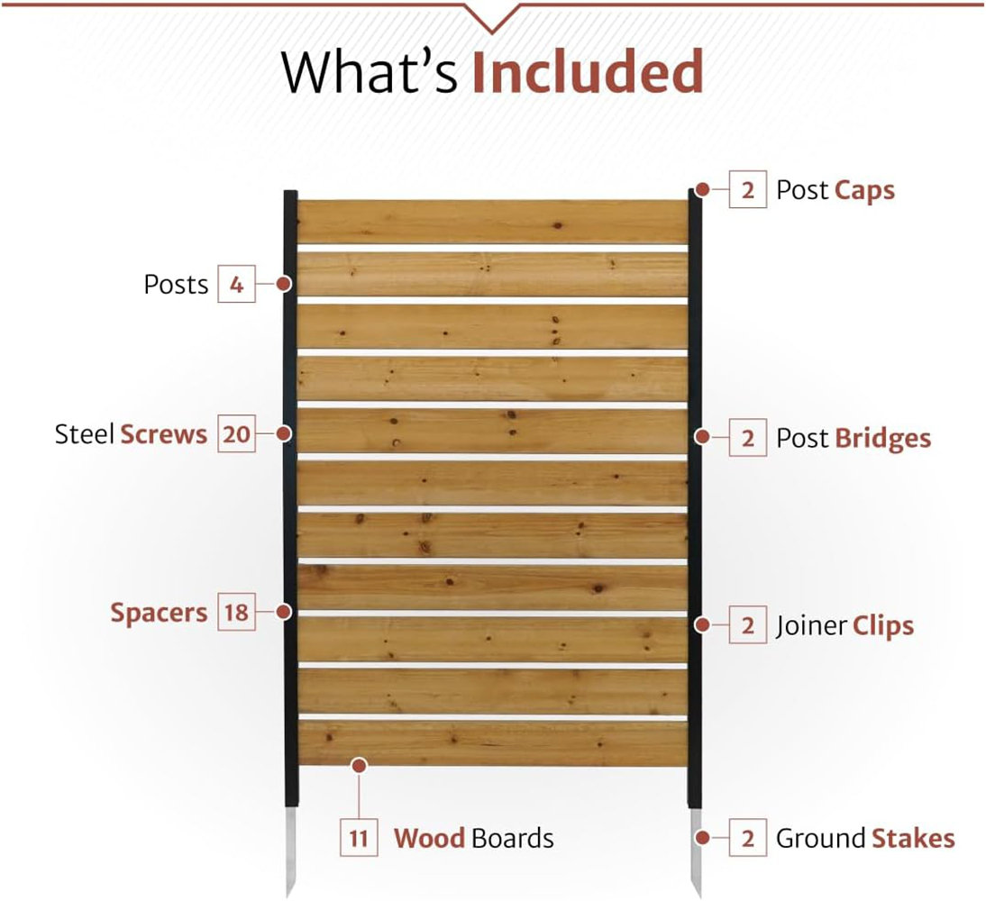 Zeki Shoggy 5Ft H X 3.2Ft W (1 Panel) No Dig Enclo Concord Cedar Wood ...