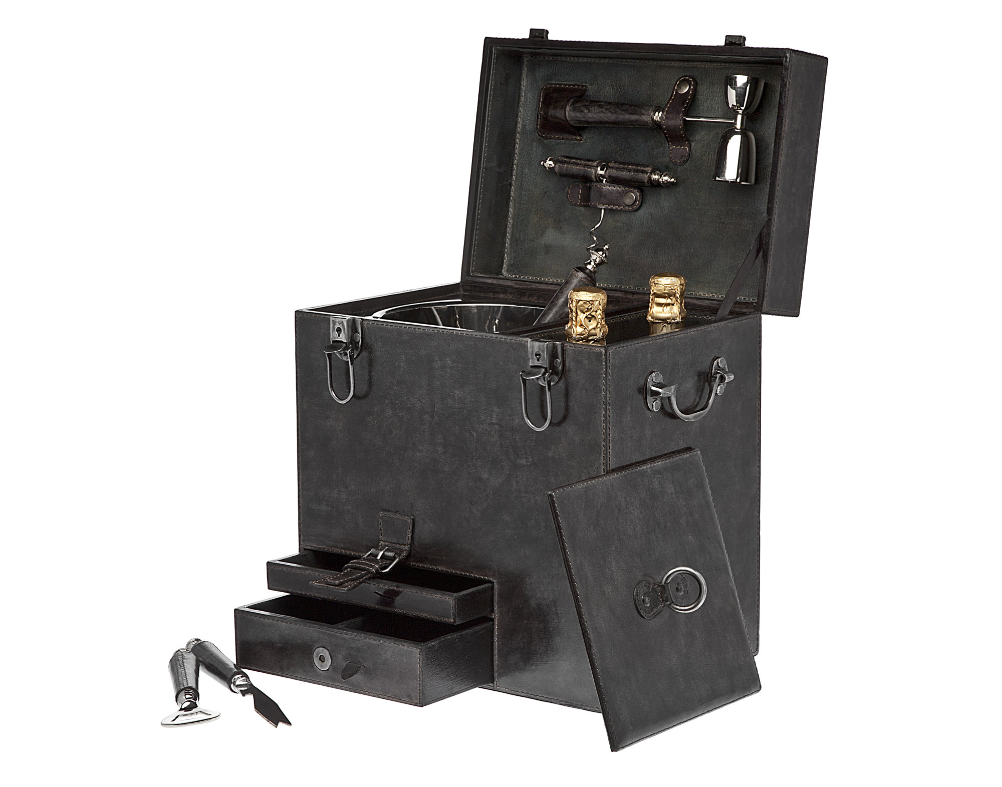 Ricci Argentieri Leather Box Bar Tool Set | Wayfair