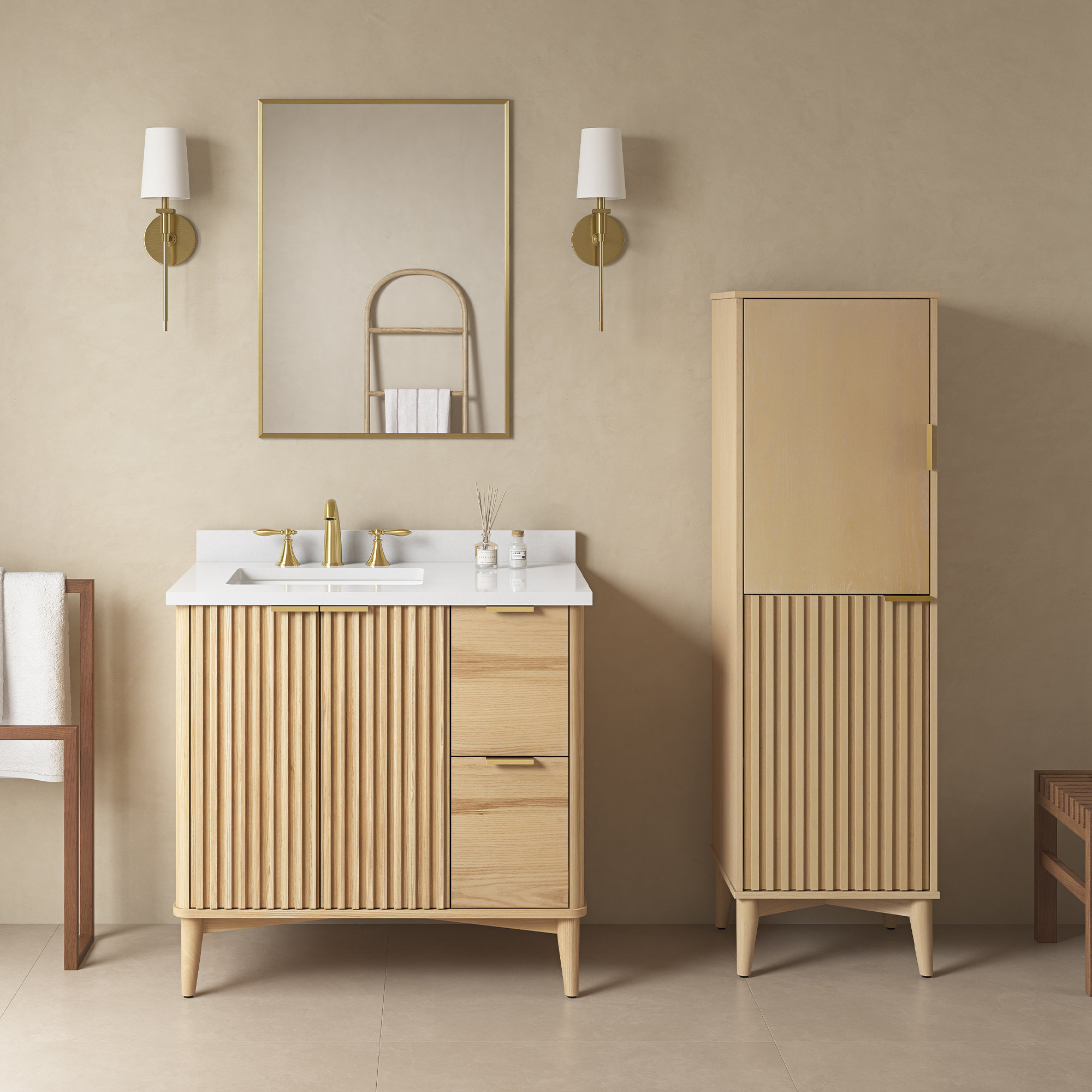 Ove Decors Ronson 36 in. Single Sink Bathroom Vanity and 18 in. Side ...