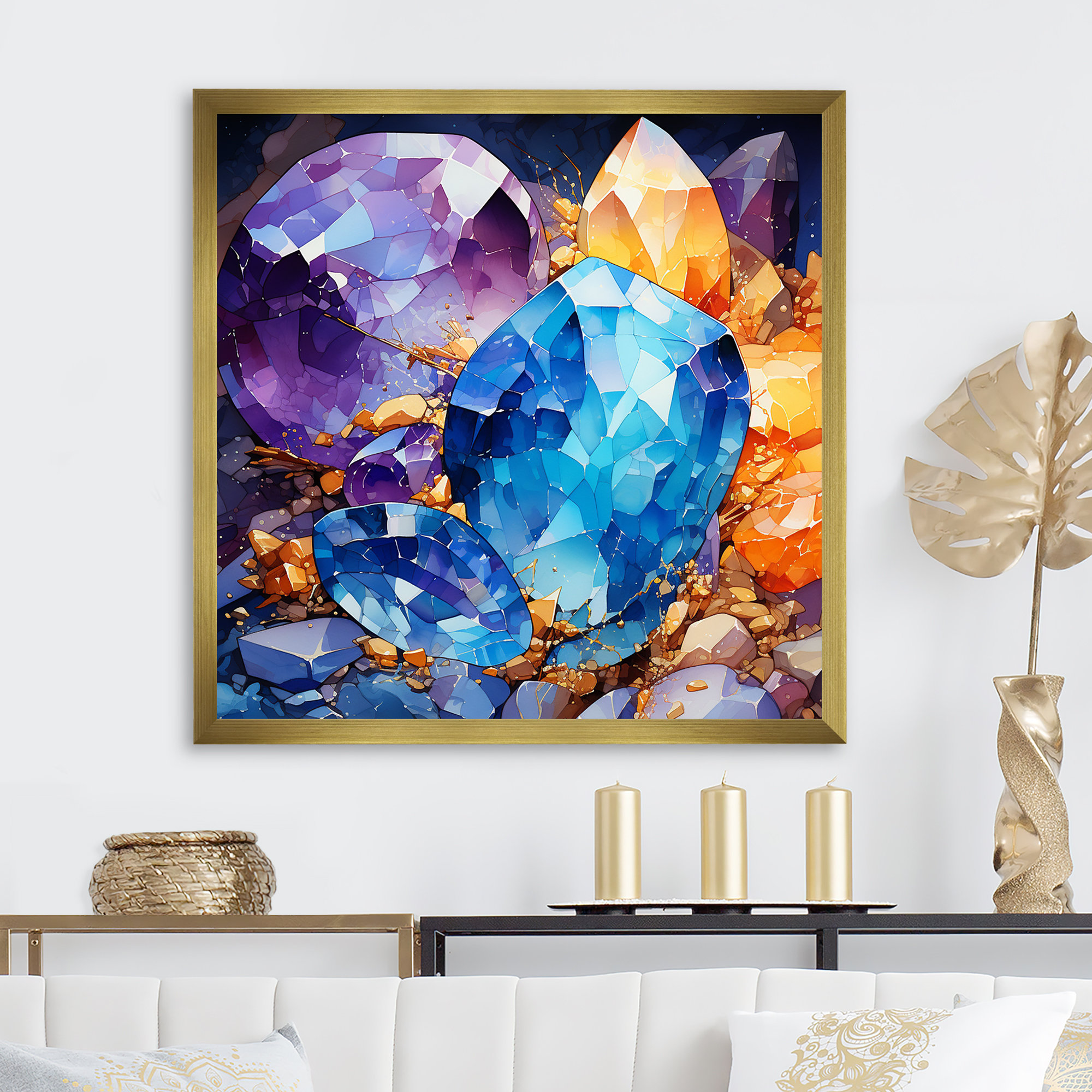 Wrought Studio™ Blue Crystal Stone Core II - Stone Geode Wall Art | Wayfair