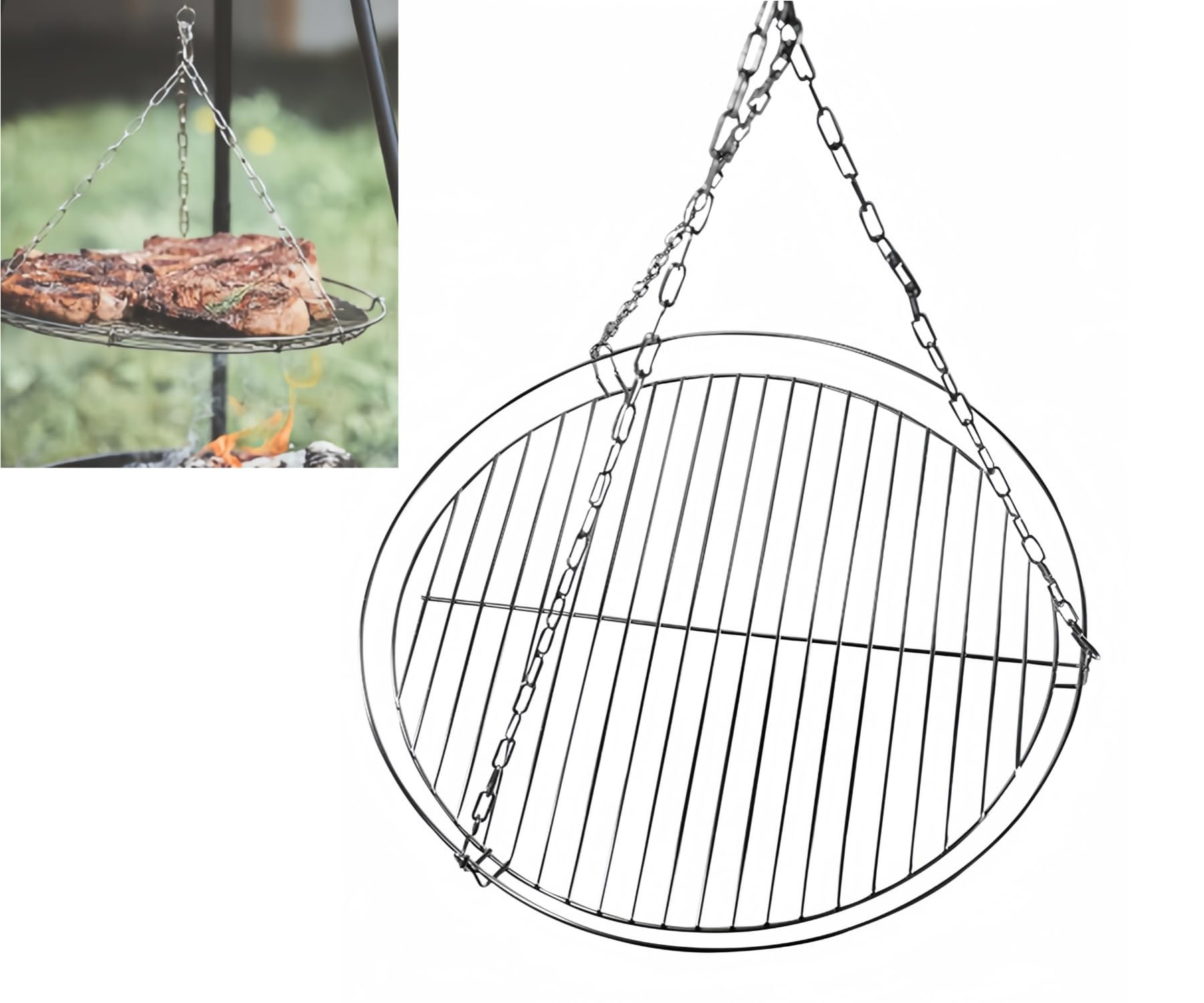 LIFETIME FLOORING LLC 20-Inch Large Cooking Grill Basket With Chain For ...