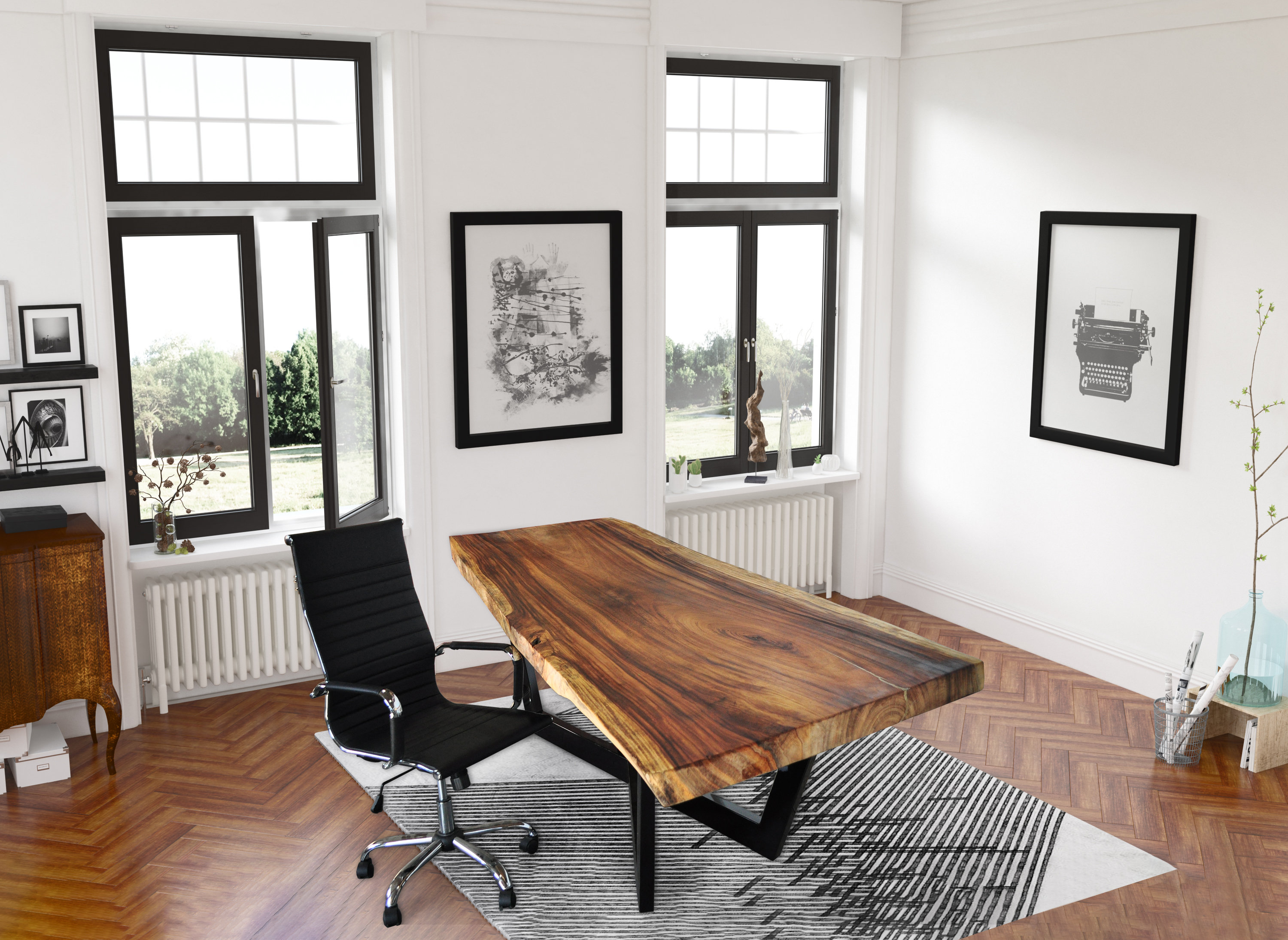 Solis Patio Tabula 60'' W Rectangle Desk Shell and Chair Set | Wayfair