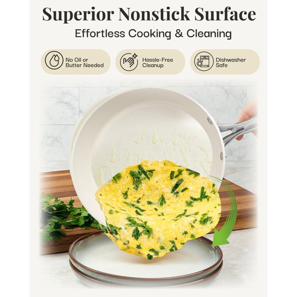 Gotham Steel Hammered Cream 15 Piece Ultra Ceramic Nonstick Cookware ...