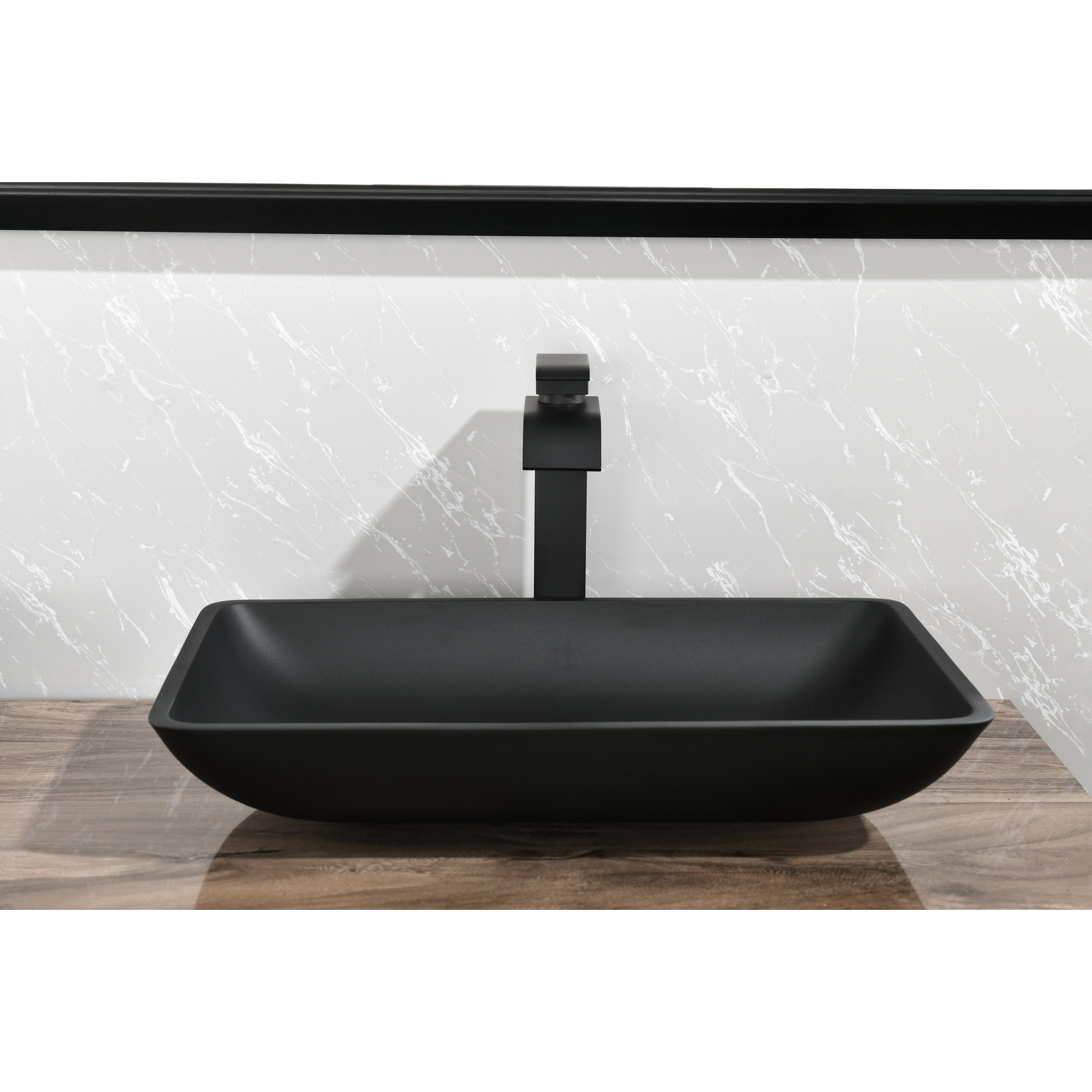SculptedSeating Matte Black Glass Bathroom Sink Kit. 22" X 14" 4 ...