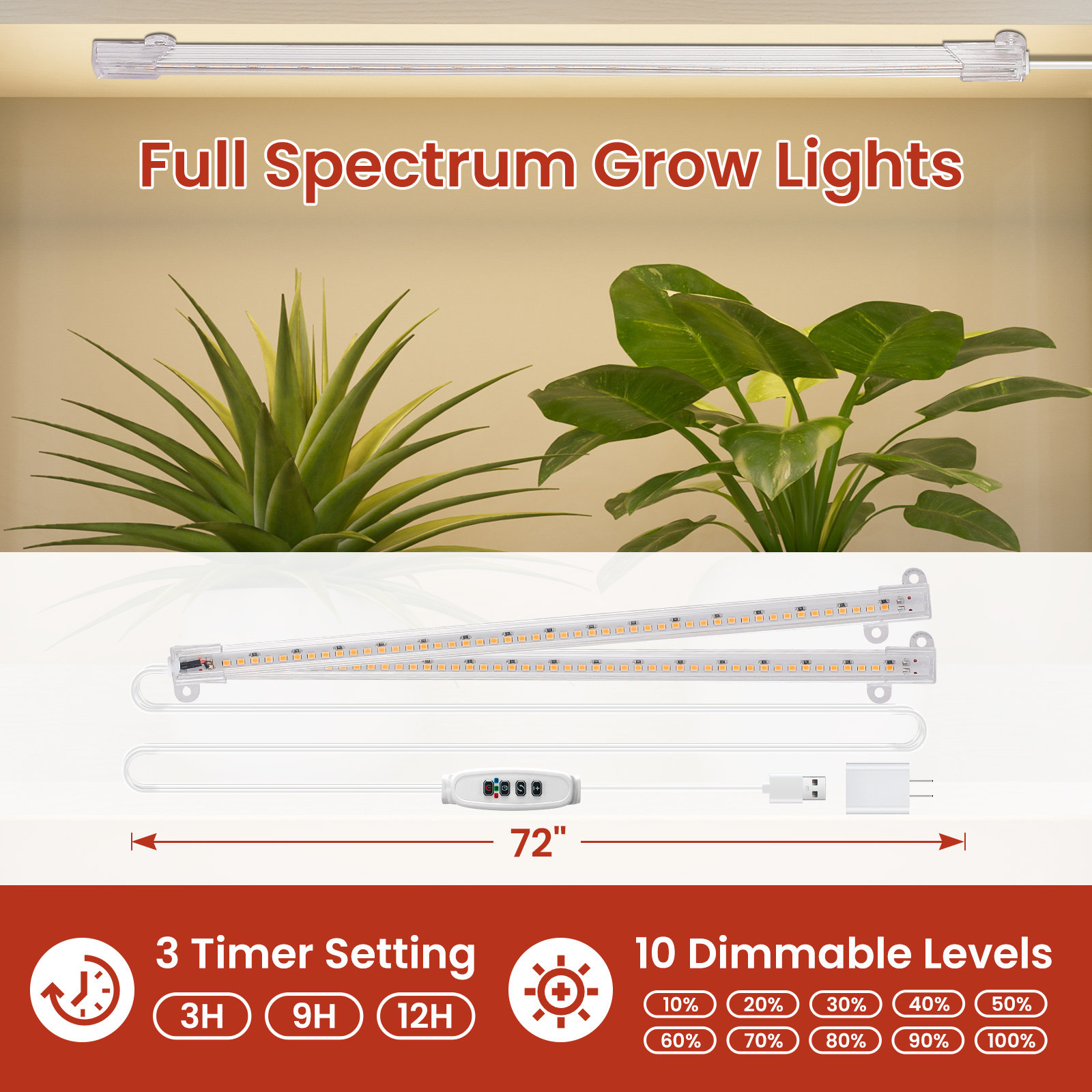 17 Stories Plant Stand Indoor with Grow Lights Dimmable, 4 Tiered Metal ...