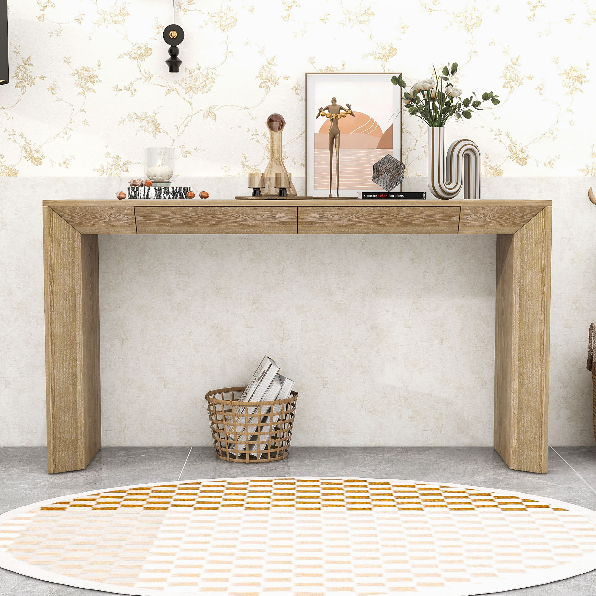 Loon Peak® Farmhouse Console Table with Hidden Storage Drawers for ...