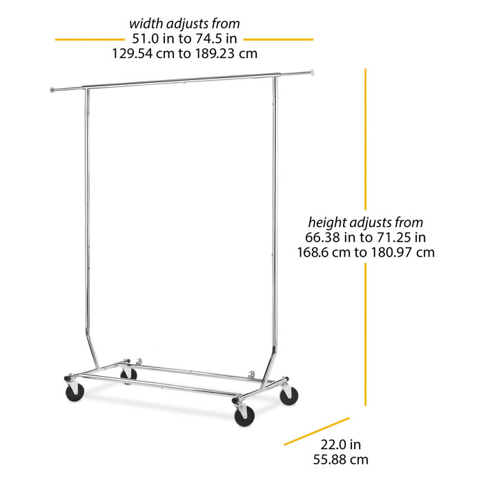 Rebrilliant Mcnaughton Metal Adjustable Rolling Clothing Rack & Reviews ...