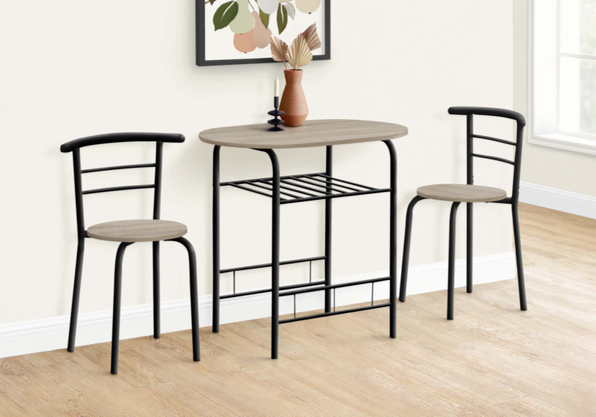 Ebern Designs Dining Table Set, 3Pcs Set, Small, 32" L, Kitchen, Brown ...