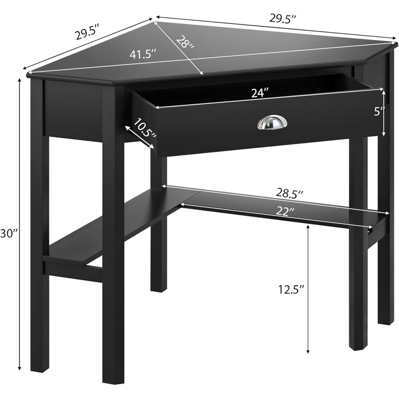 Lark Manor™ Wooden Corner Computer Desk,Compact Writing Desk With ...