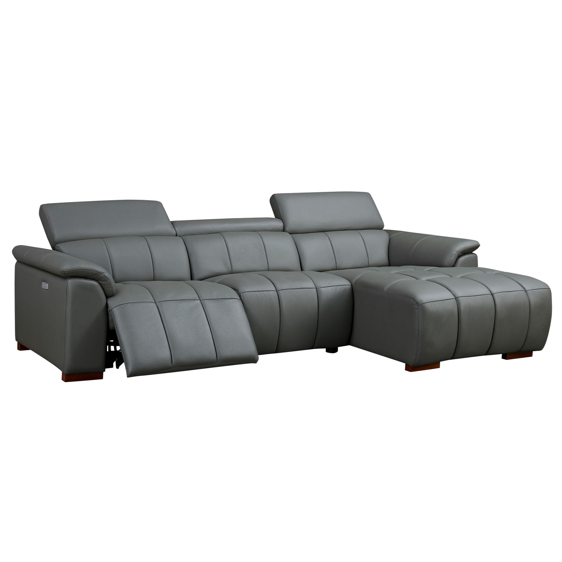 Latitude Run® Modern Electric Control Genuine Leather L Shaped Couch ...