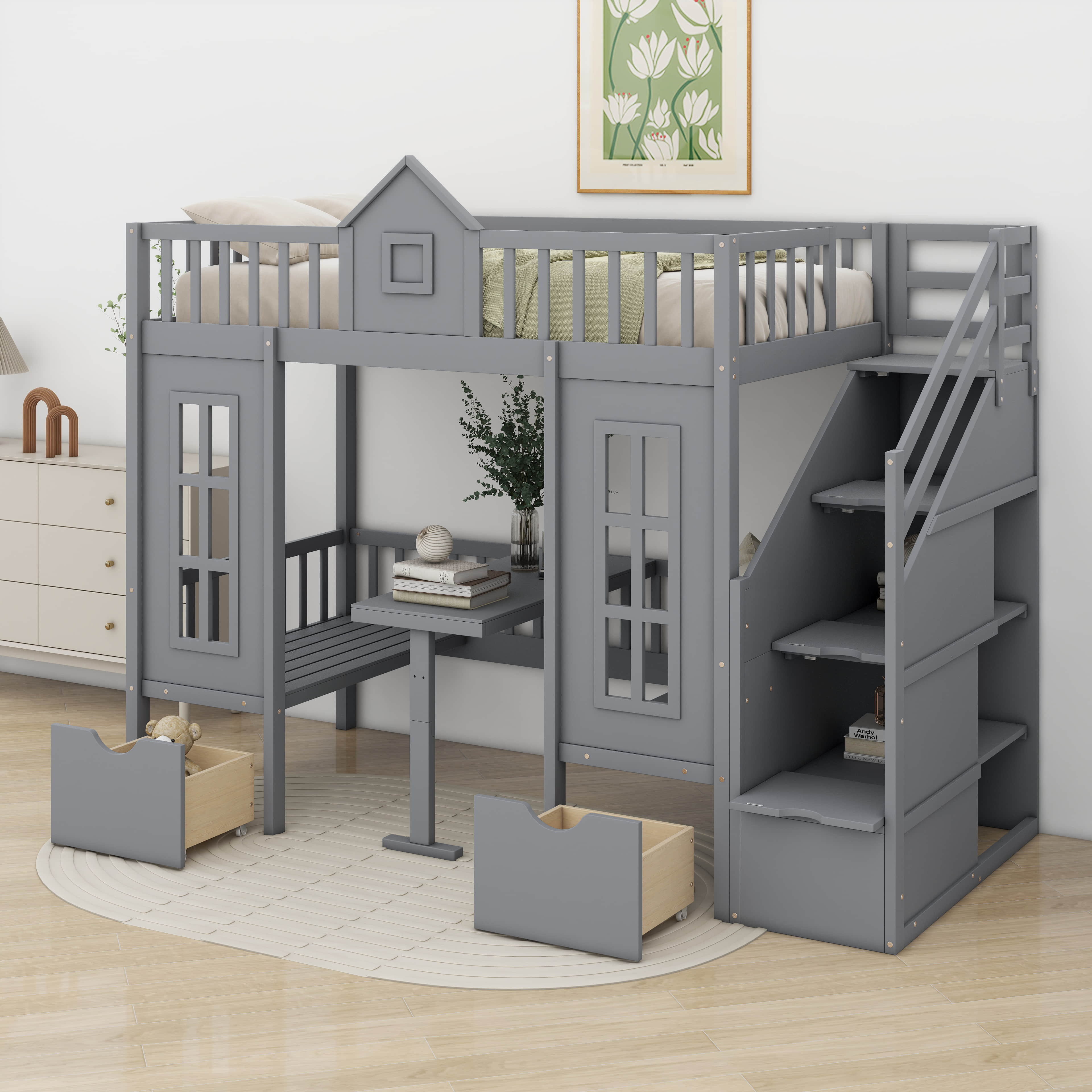 Harper Orchard Adonya Kids Twin Over Twin Bunk Bed | Wayfair
